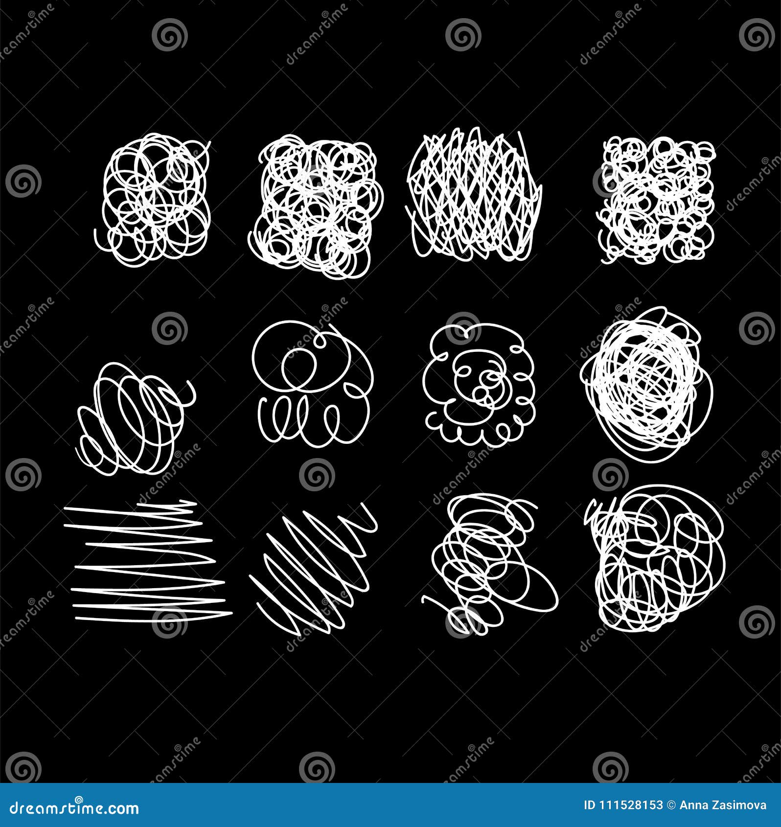 Vector Light Set of Hand Drawn Scribble Line Shapes. Logo Design ...