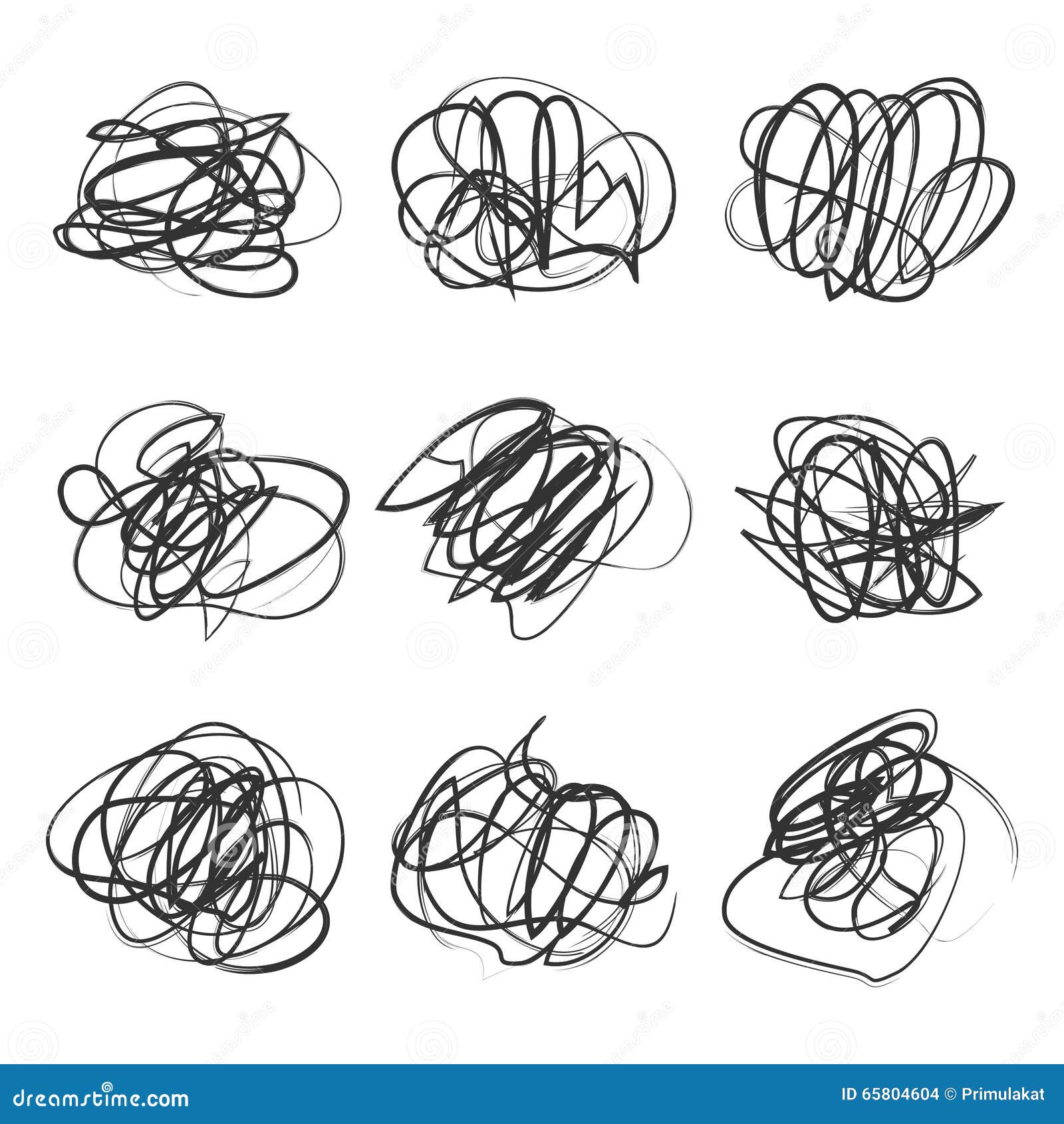 Vector Light Set Hand Drawn Scribble Shapes Stock Vector - Illustration ...