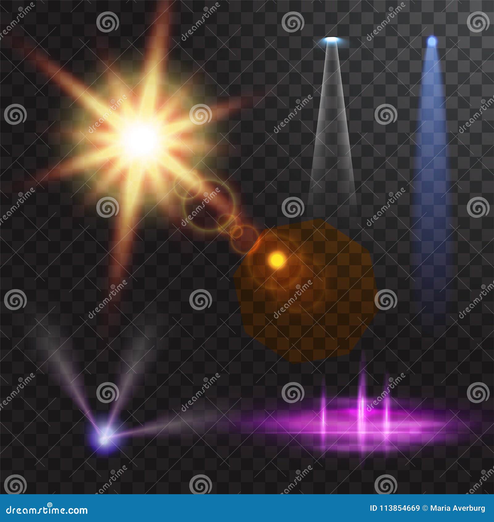 Vector Light Sources, Concert Lighting, Stage Spotlights Set. Concert ...