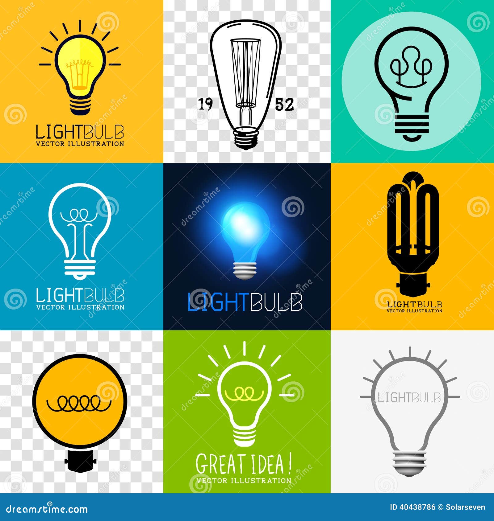 Vector Art With Lightbulb And Positive Cartoon | CartoonDealer.com ...
