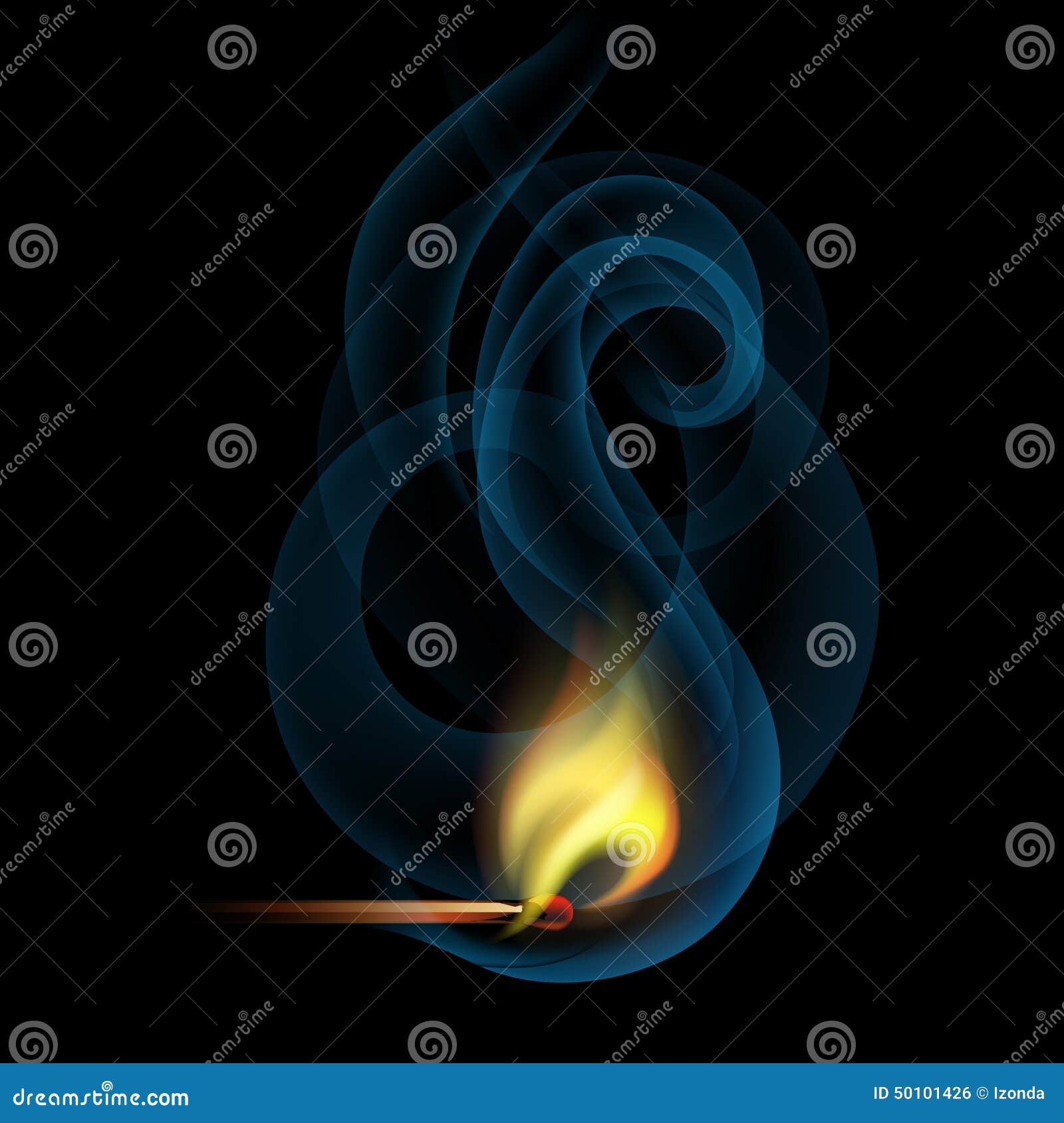 Vector Lighted Match on a Black Background Stock Vector - Illustration ...