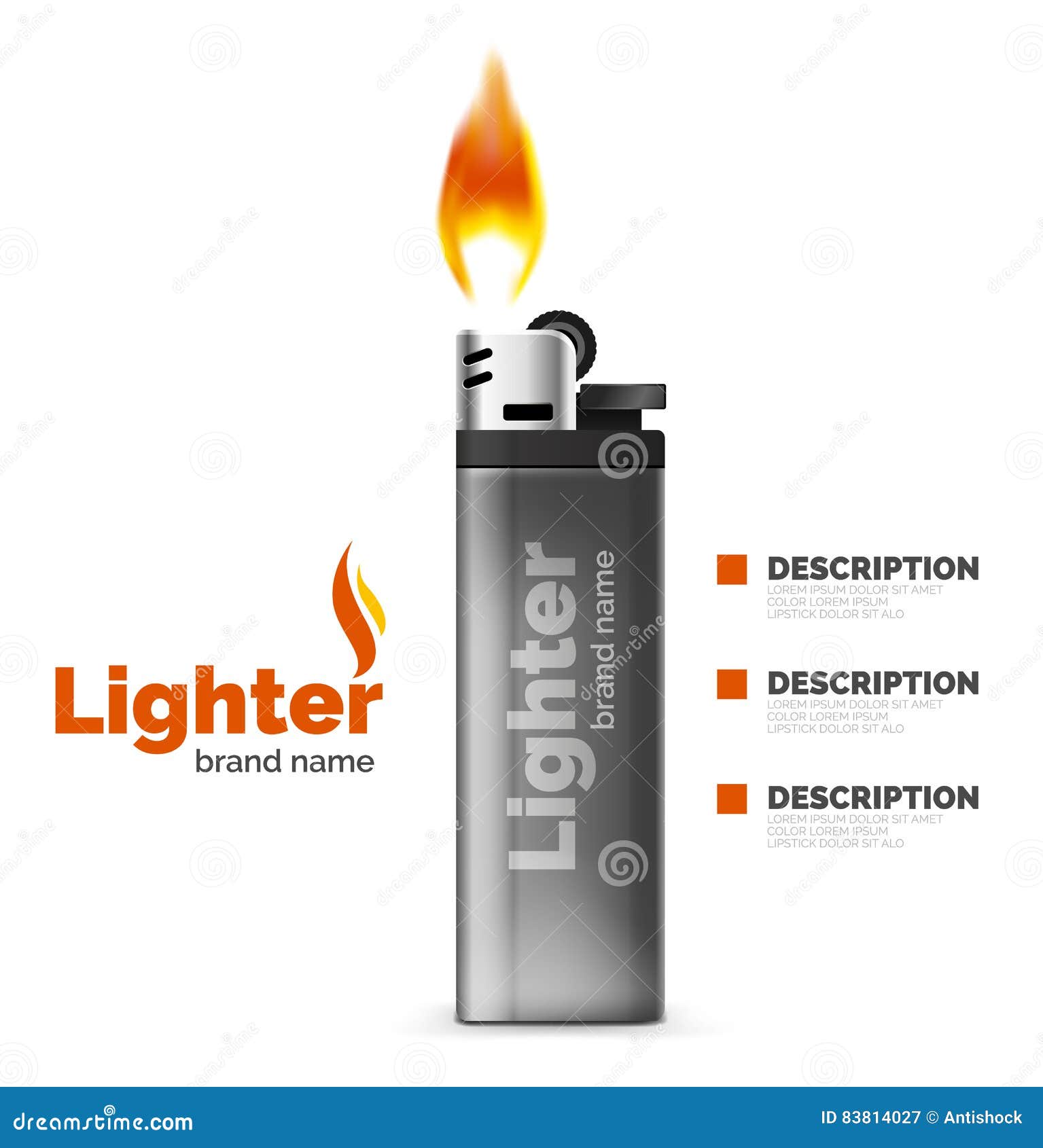 Vector Lighter Ad Template with Orange Blaze Stock Illustration ...