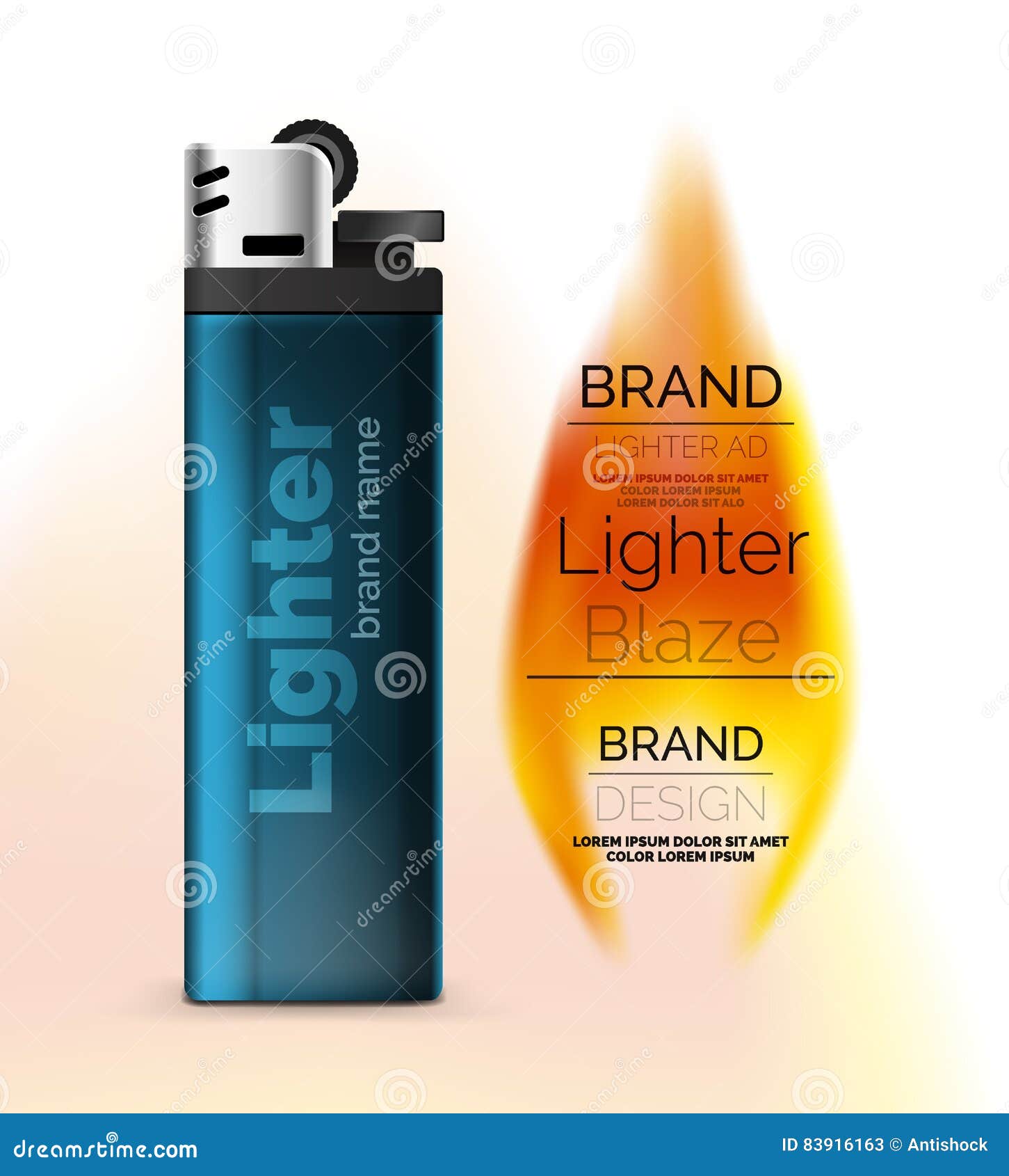 Vector Lighter Ad Template with Orange Blaze Stock Illustration ...
