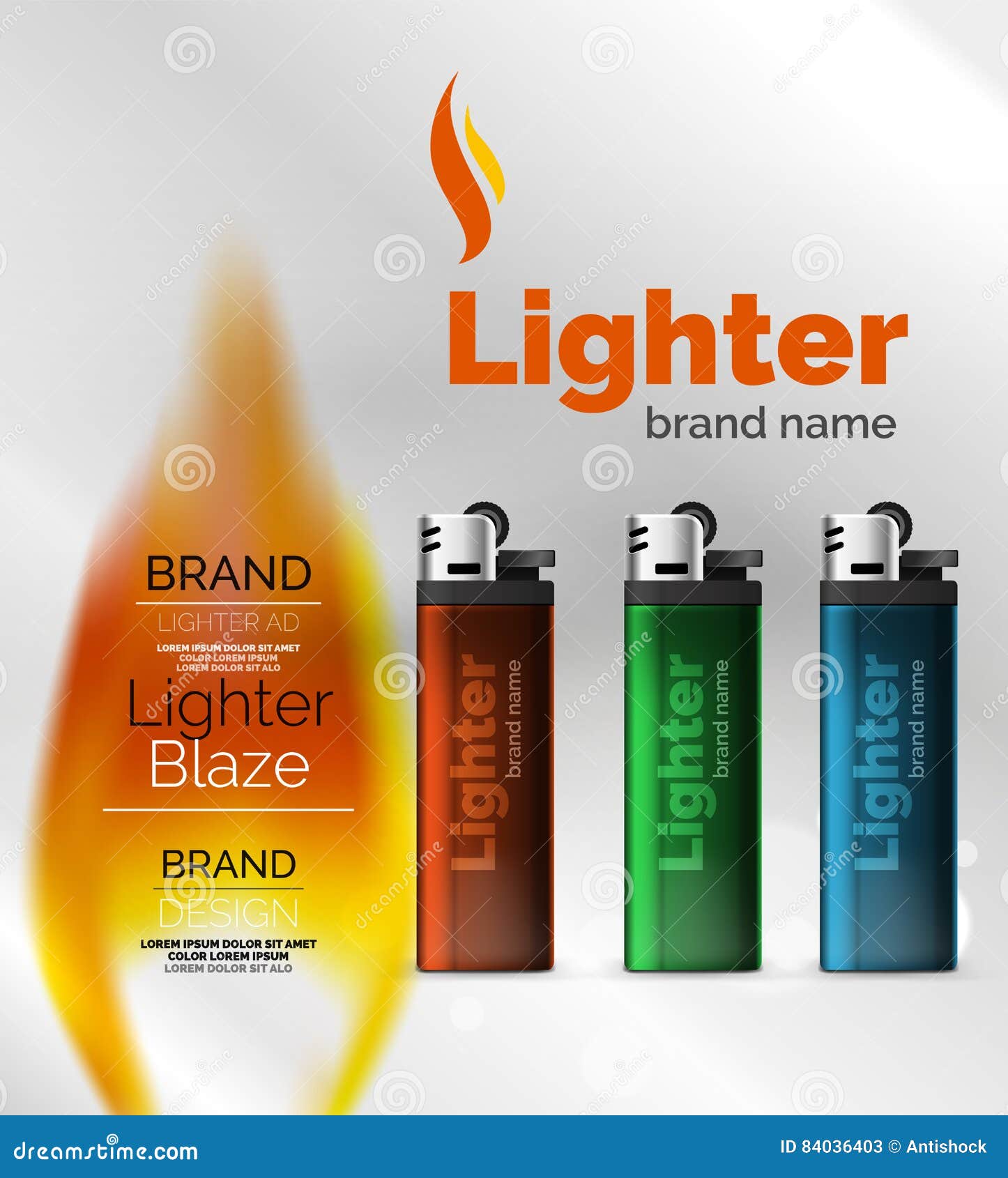 Vector Lighter Ad Template with Orange Blaze Stock Illustration ...