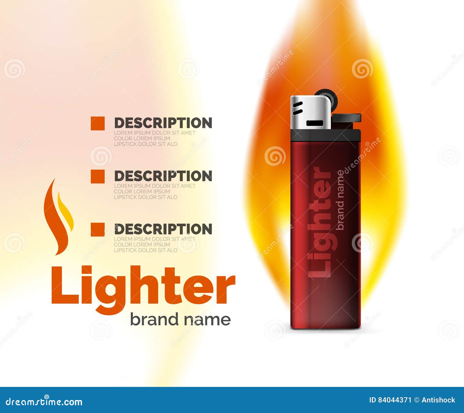 Vector Lighter Ad Template with Orange Blaze Stock Illustration ...