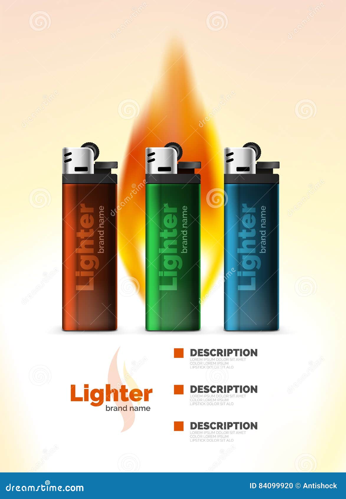 Vector Lighter Ad Template with Orange Blaze Stock Illustration ...