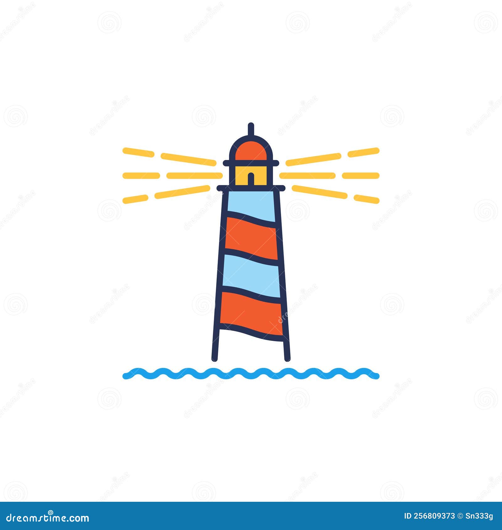 Vector Lighthouse Concept Colored Minimal Cute Icon Stock Vector ...