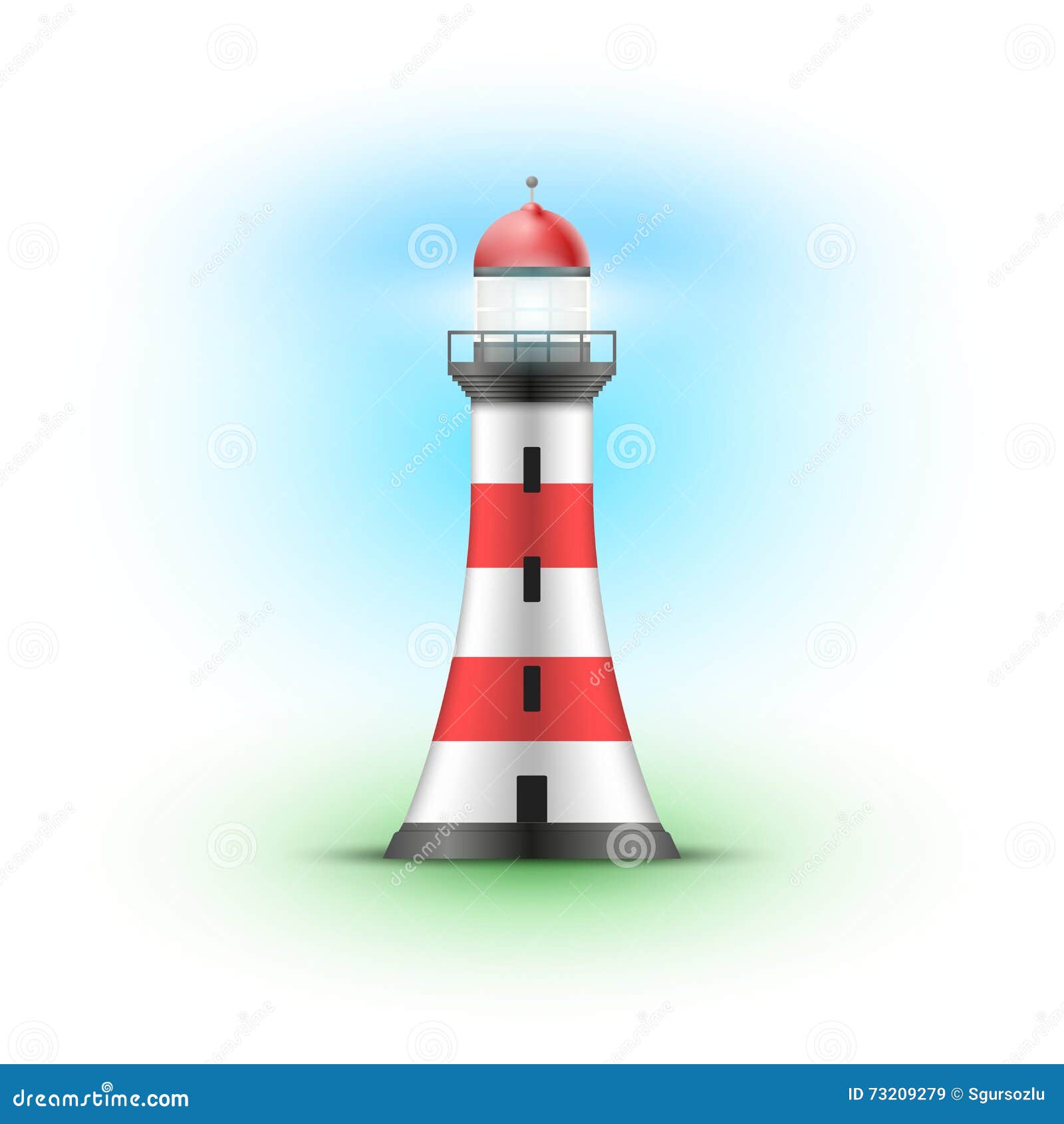 Vector Lighthouse Illustration. Stock Vector - Illustration of icon ...