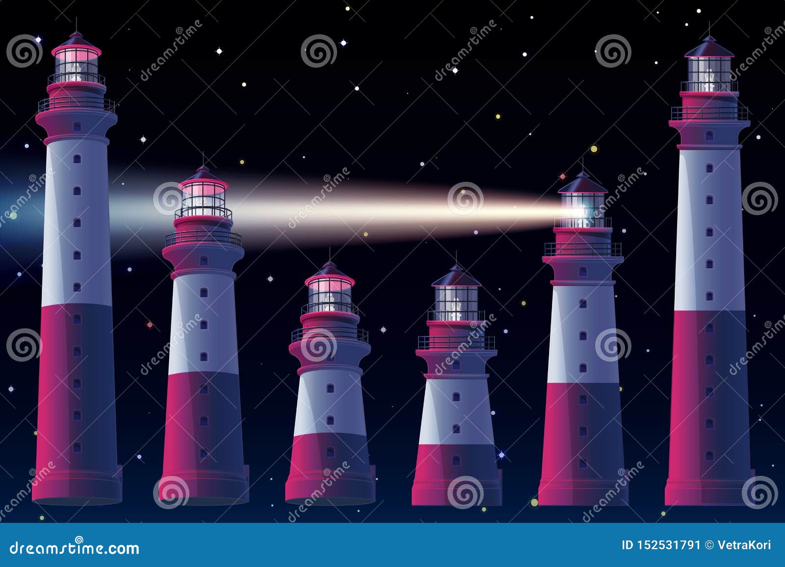 Vector Lighthouse, Light House, Beacon Set Stock Vector - Illustration ...