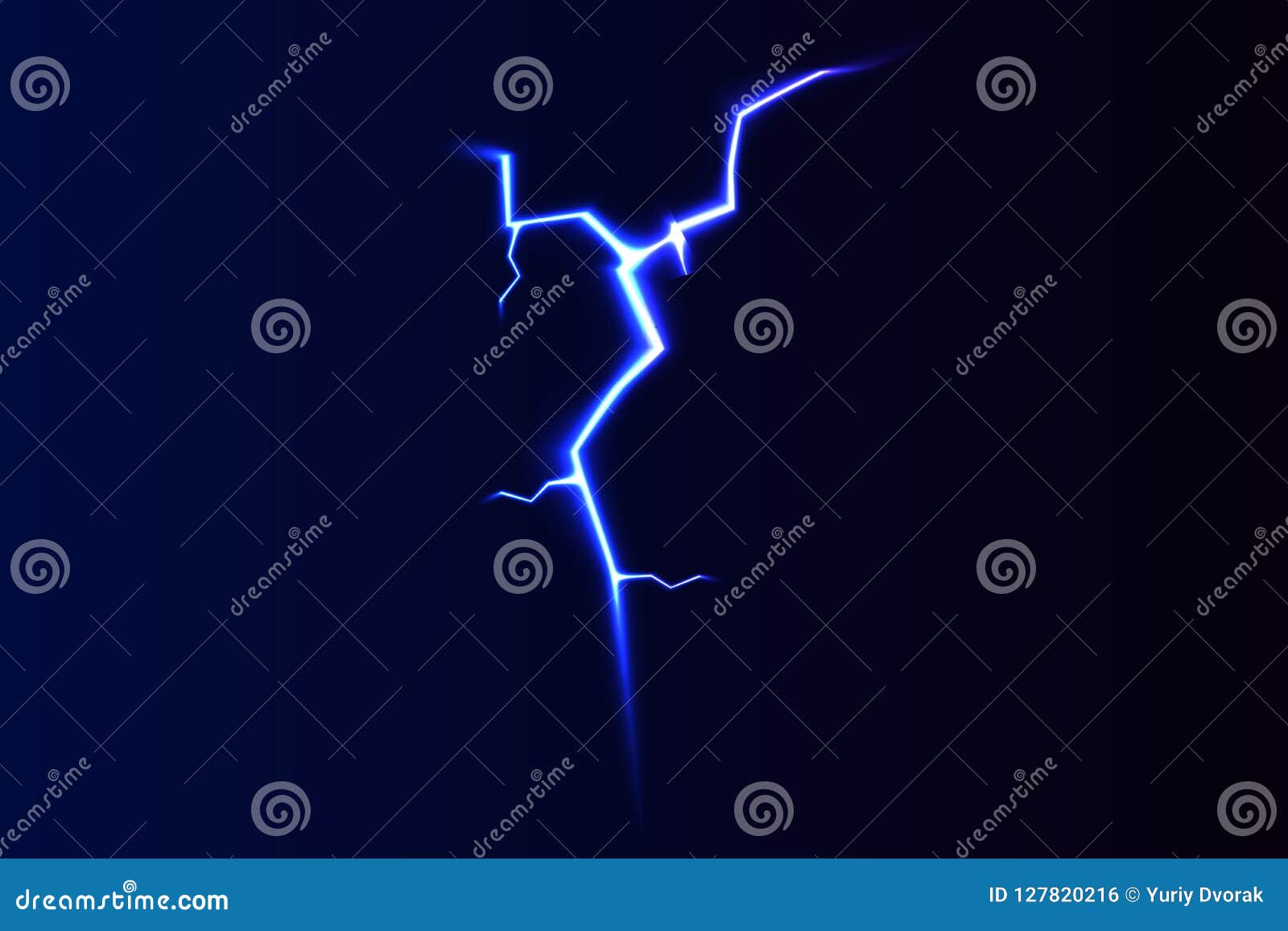 Vector Lightning - Isolated on Blue Background, Luminous Light Effects ...