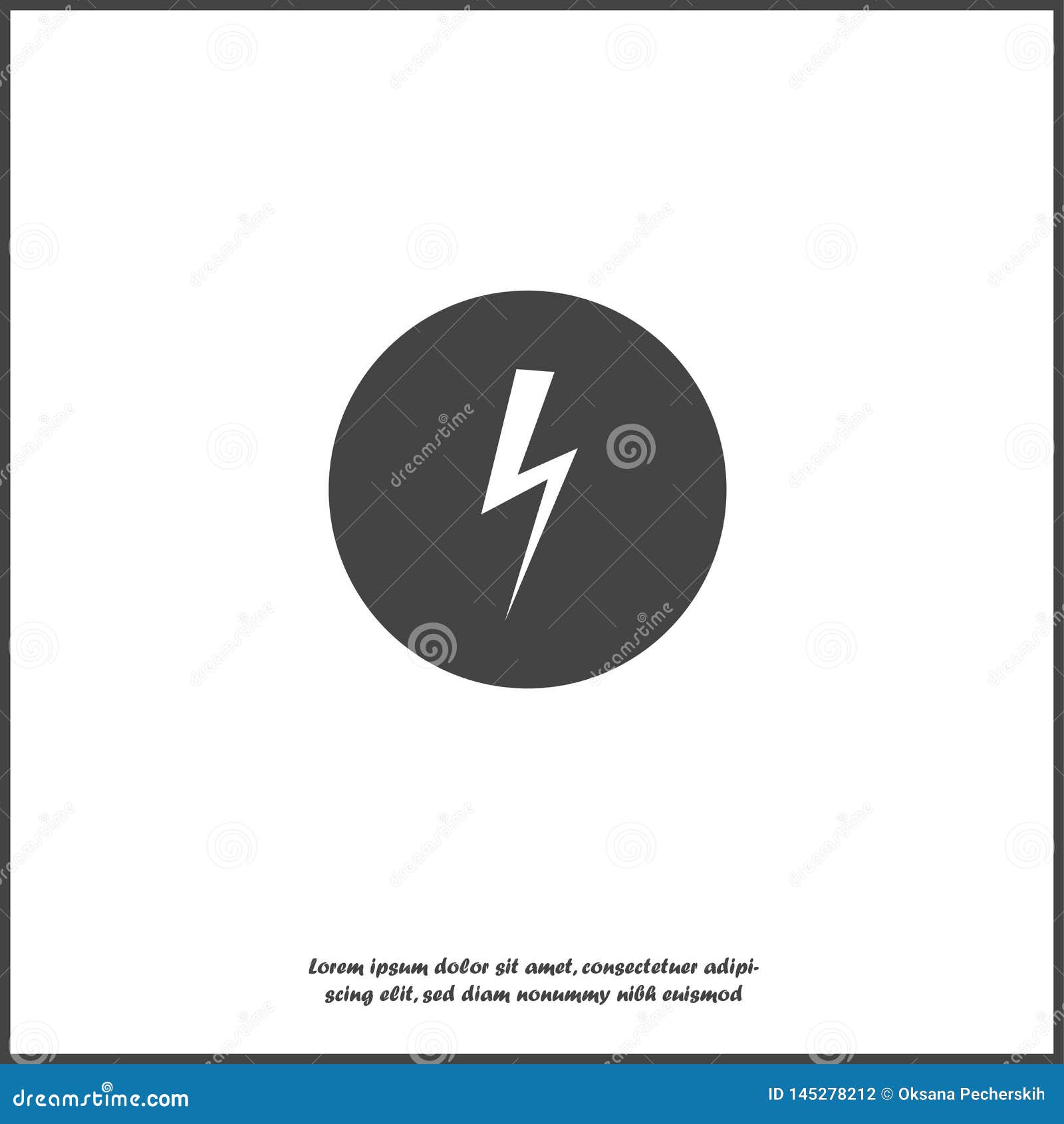 Vector Lightning Sign Icon in a Circle on White Isolated Background ...