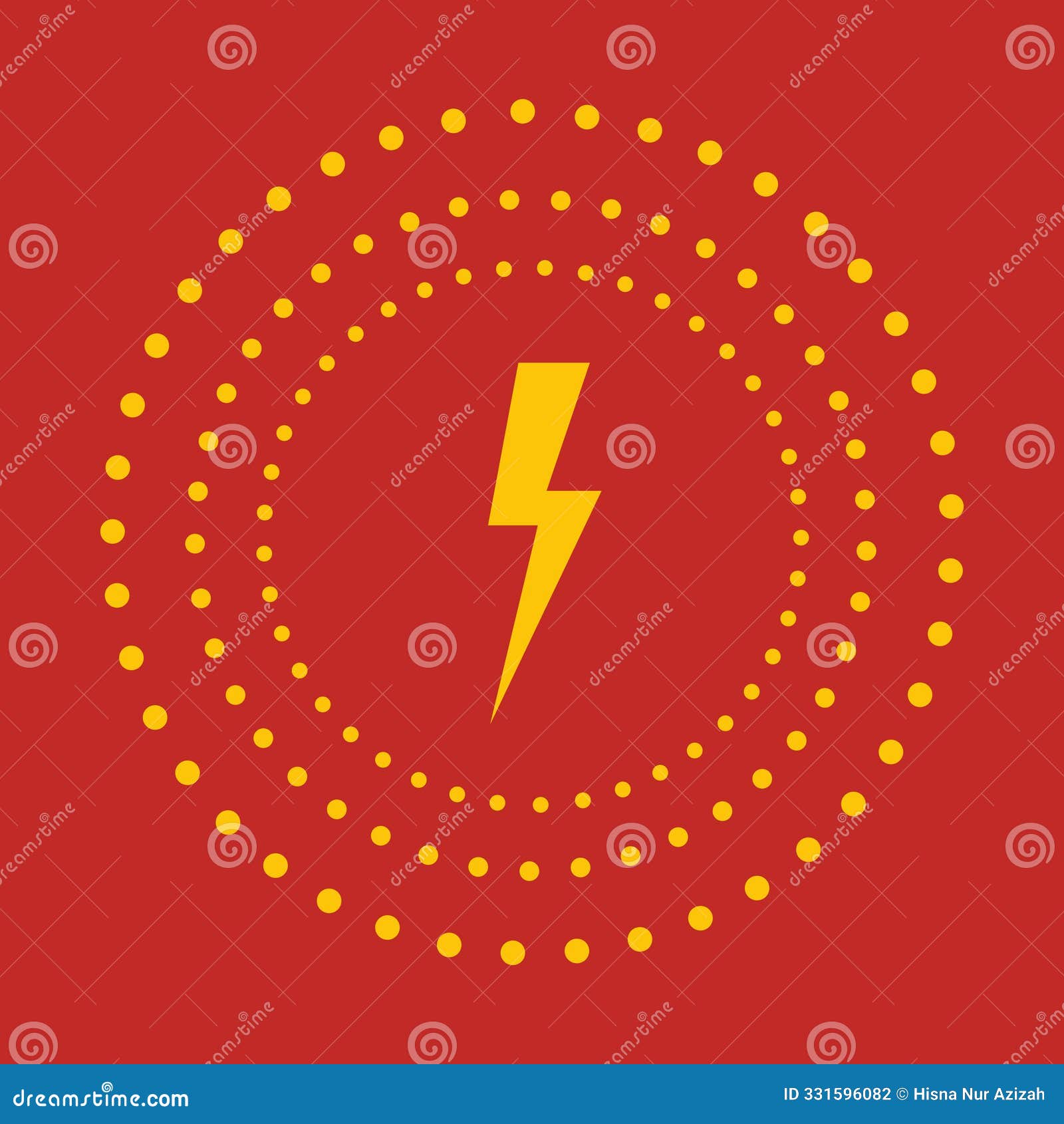 Vector Lightning Symbol in the Middle of a Dotted Spiral Circle Stock ...