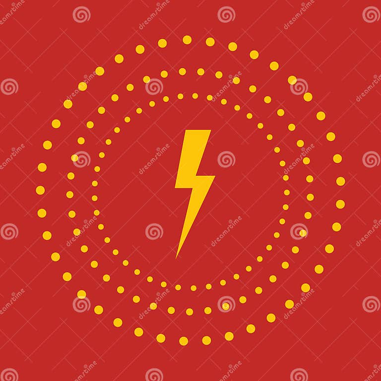 Vector Lightning Symbol in the Middle of a Dotted Spiral Circle Stock ...