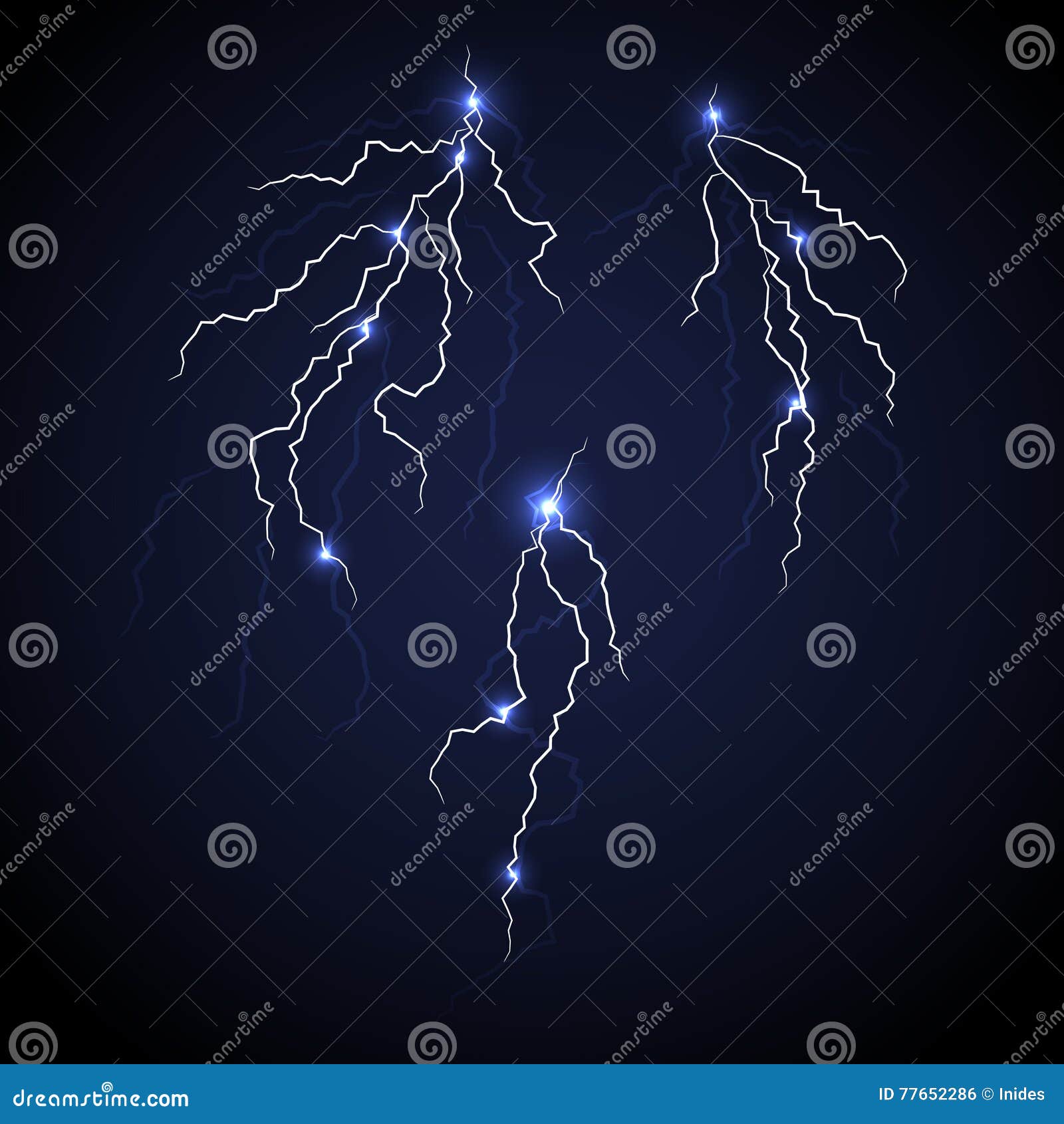 Vector Lightnings Set with Flash Spots. Stock Vector - Illustration of ...