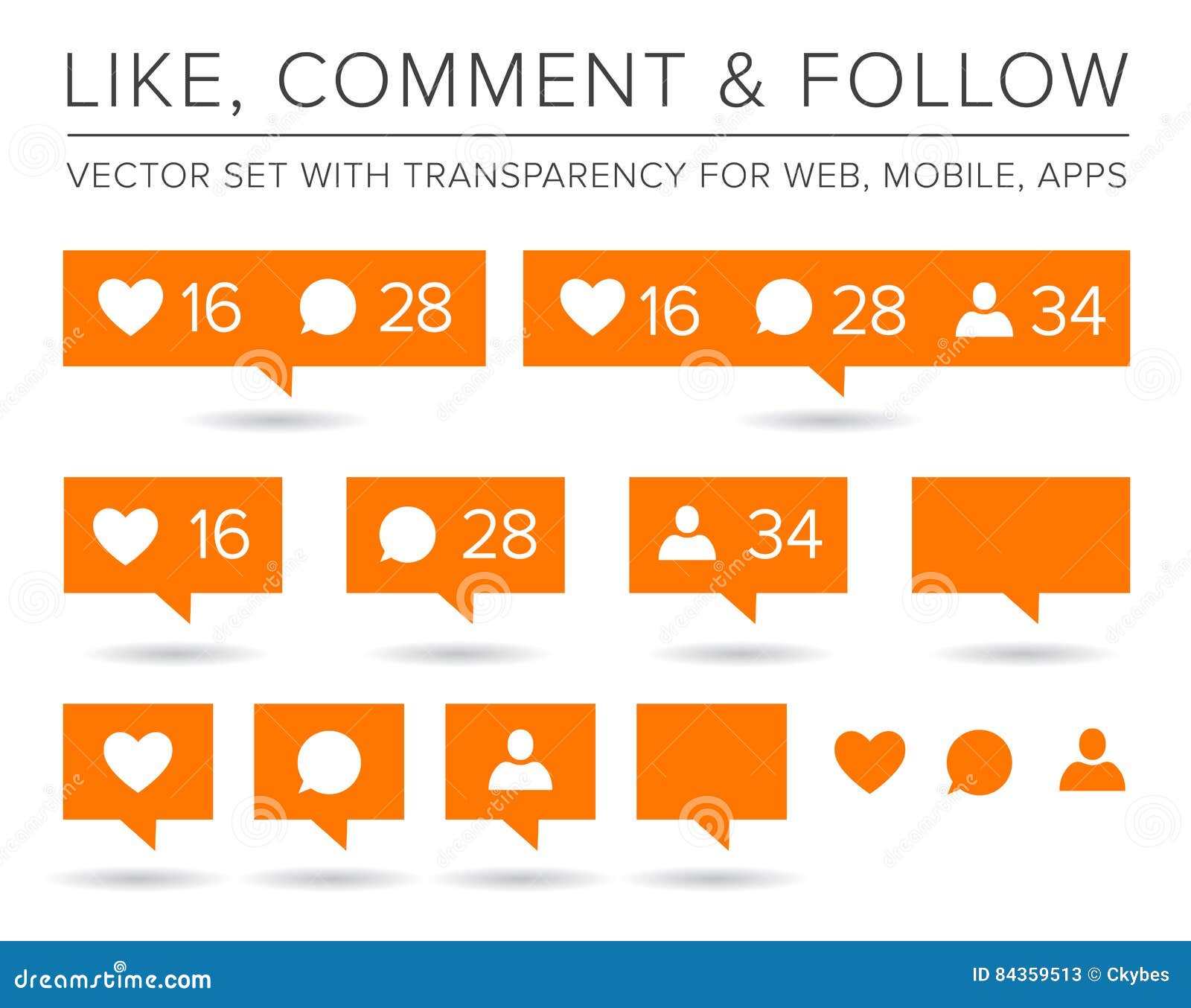 Vector Like, Follower, Comment Icon Set Stock Vector - Illustration of ...