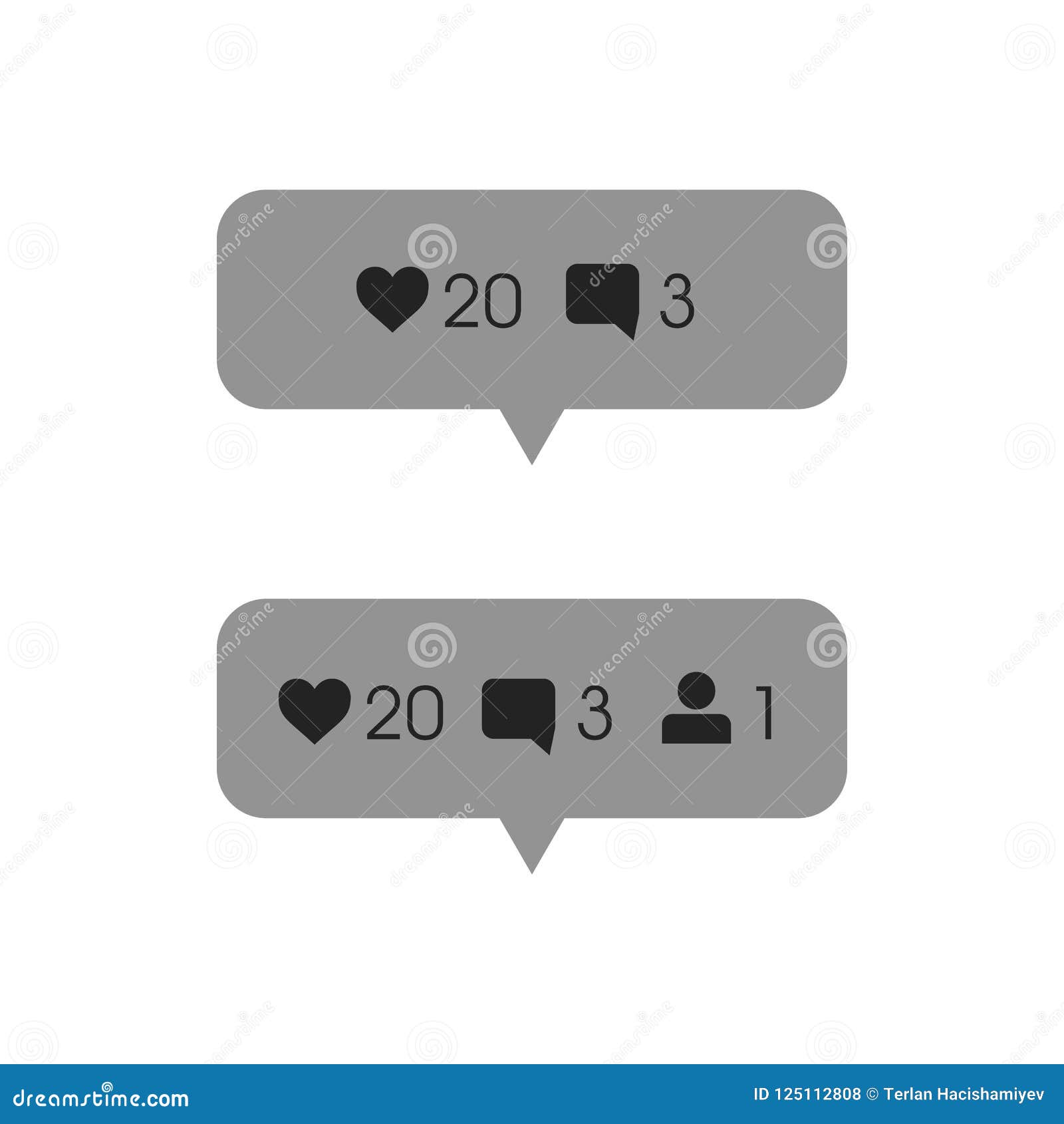 Vector - Like, Follower, Comment Vector Icons Set. Template of Counter ...