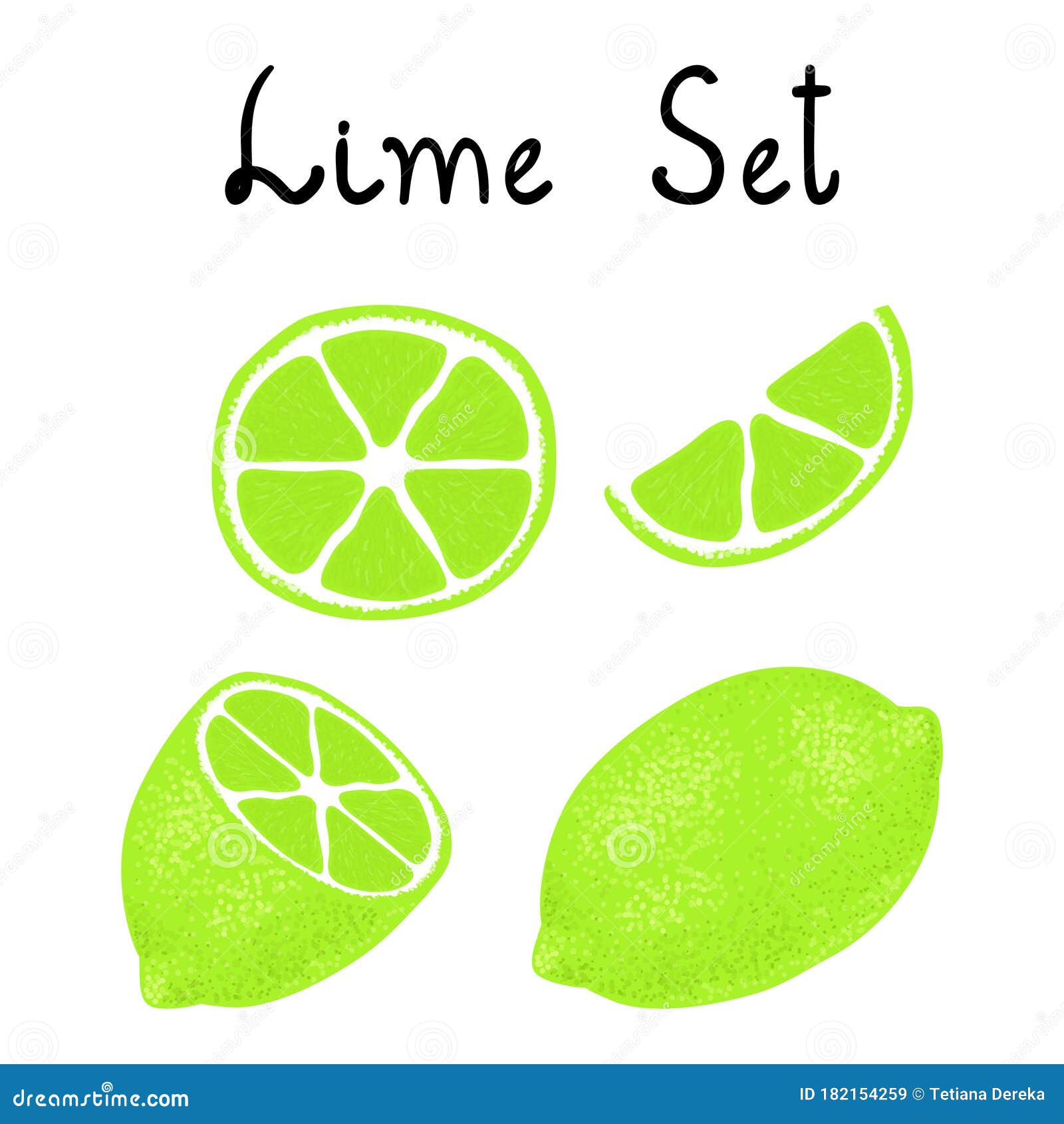 Vector Lime Set Isolated on White Background. Stock Vector ...
