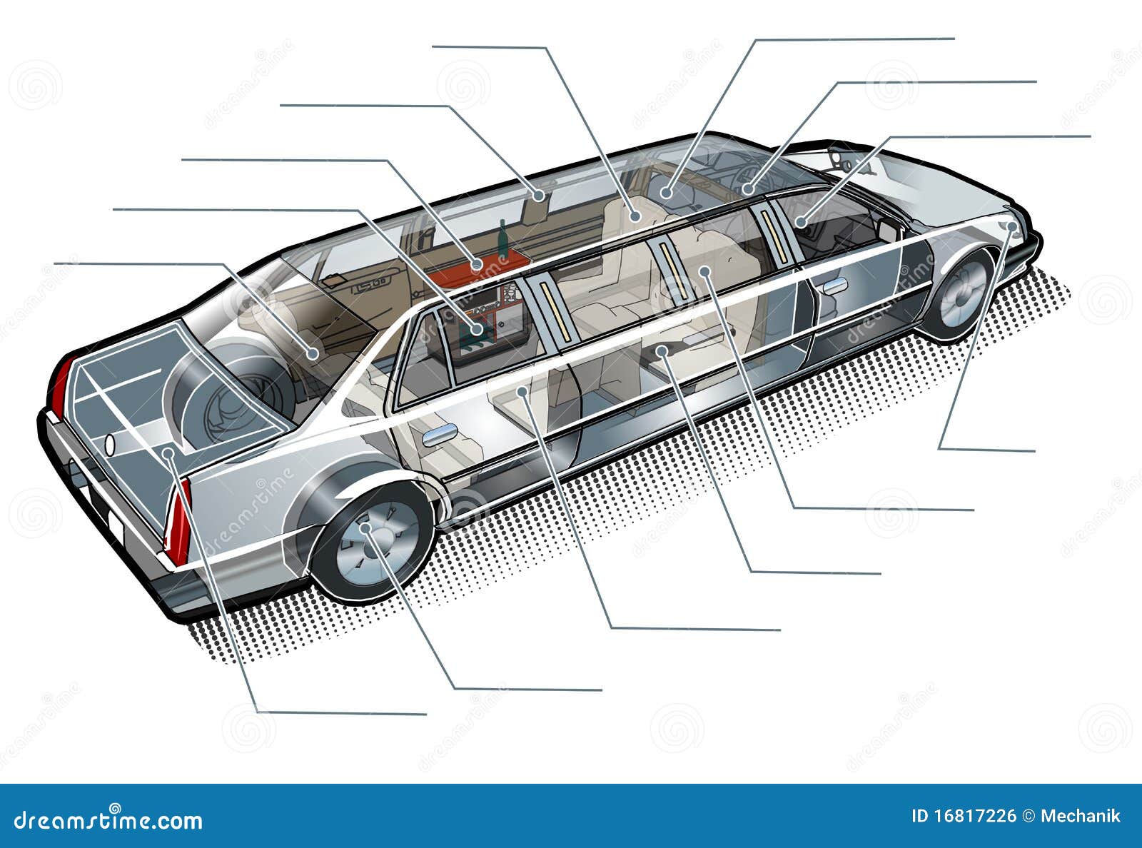 Vector Limousine Inforgaphics Cutaway | CartoonDealer.com #16817226