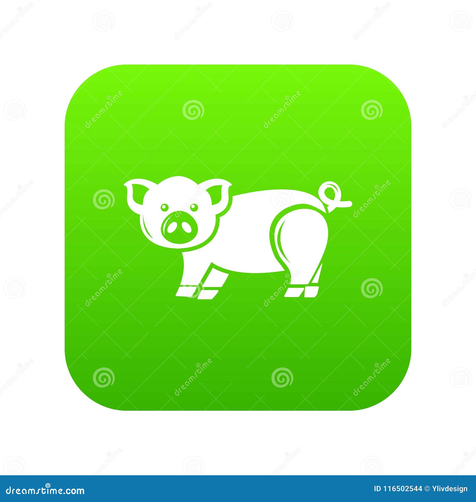 Vector Lindo Del Verde Del Icono Del Cerdo Ilustración del Vector ...