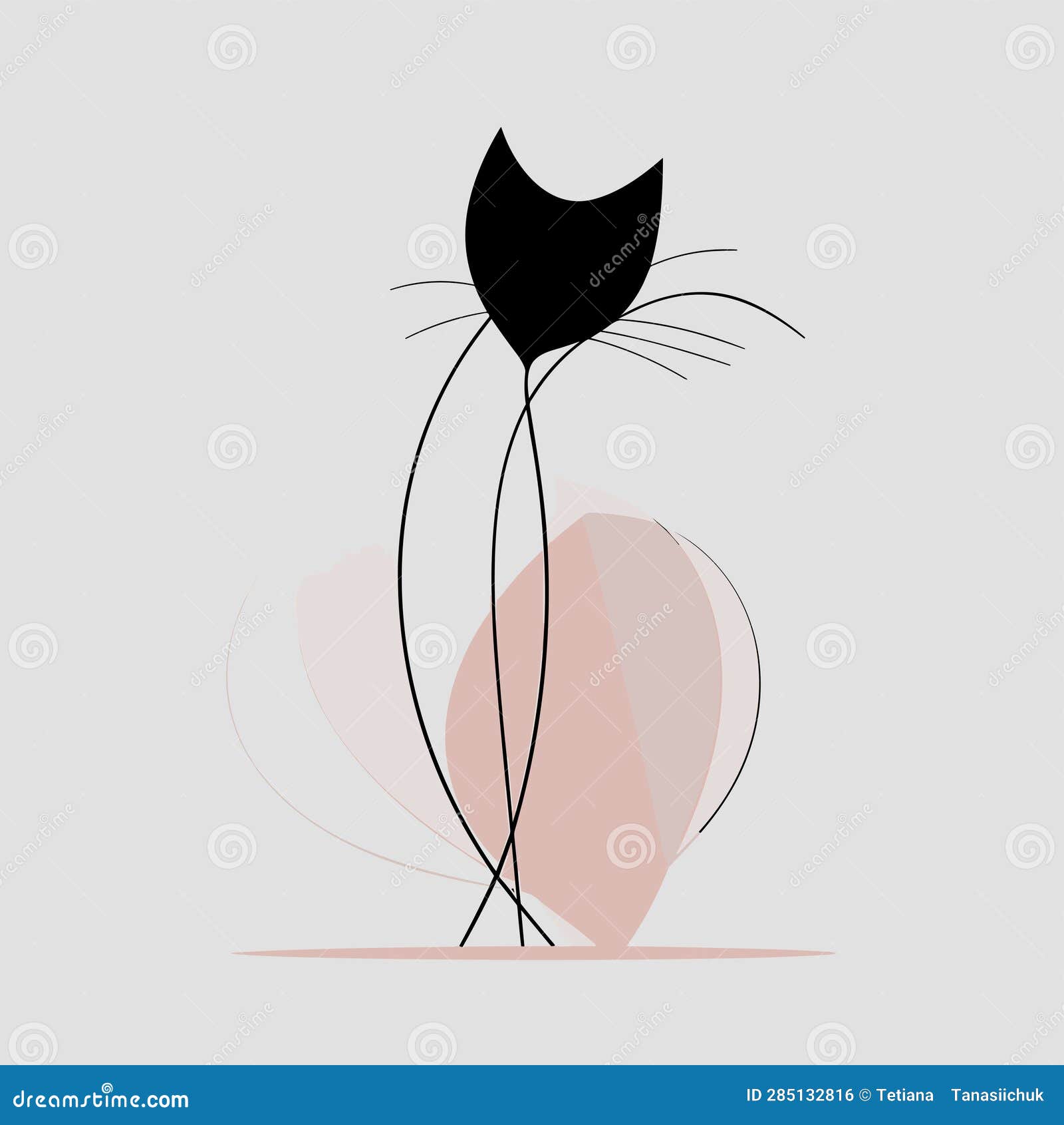 Vector Line Art Cat Illustration. Minimal Cat, Smooth Lines, Vector ...