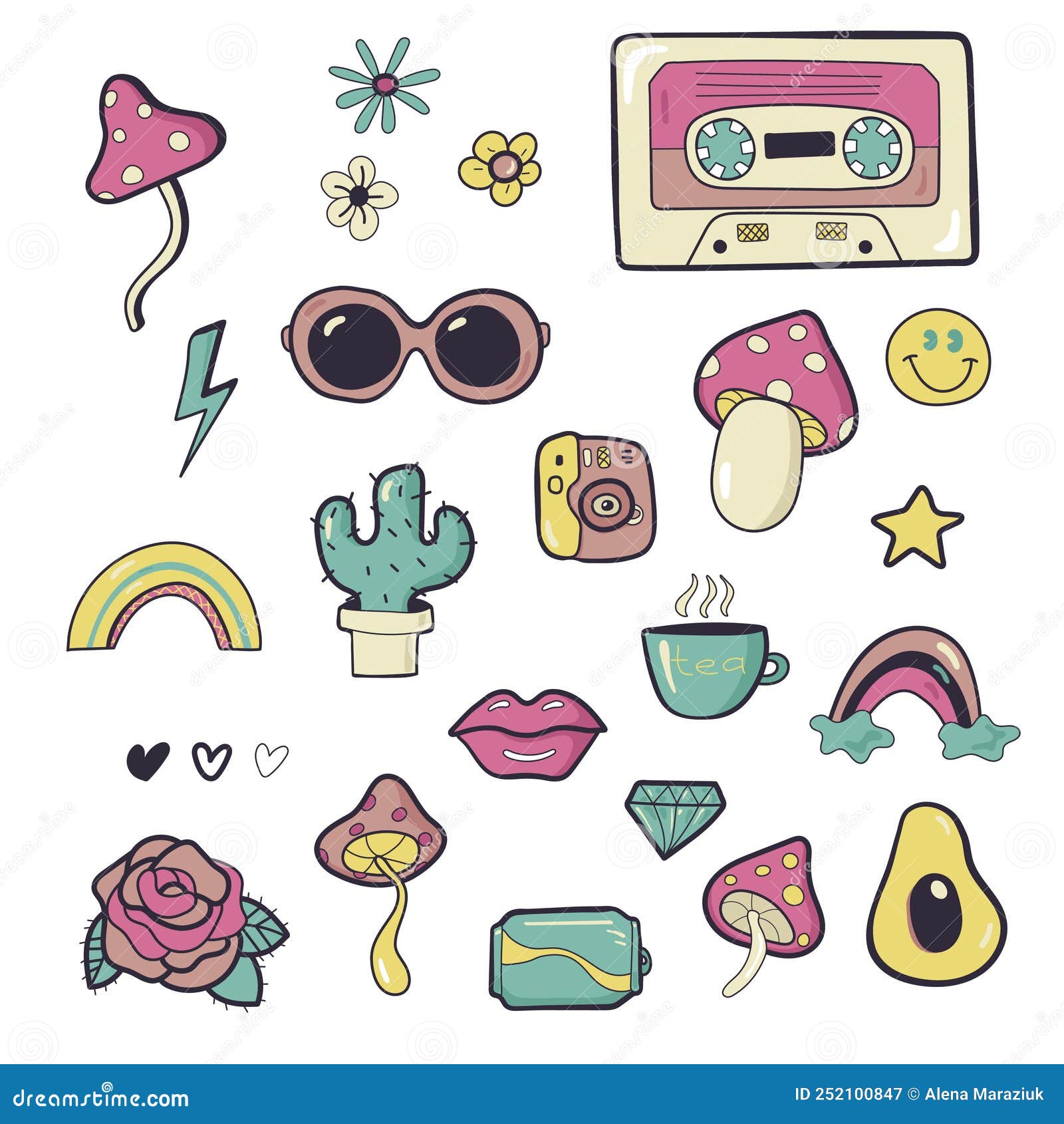 Vector Line Art Doodle Cartoon Set of Objects and Symbols. Doodle. Use ...