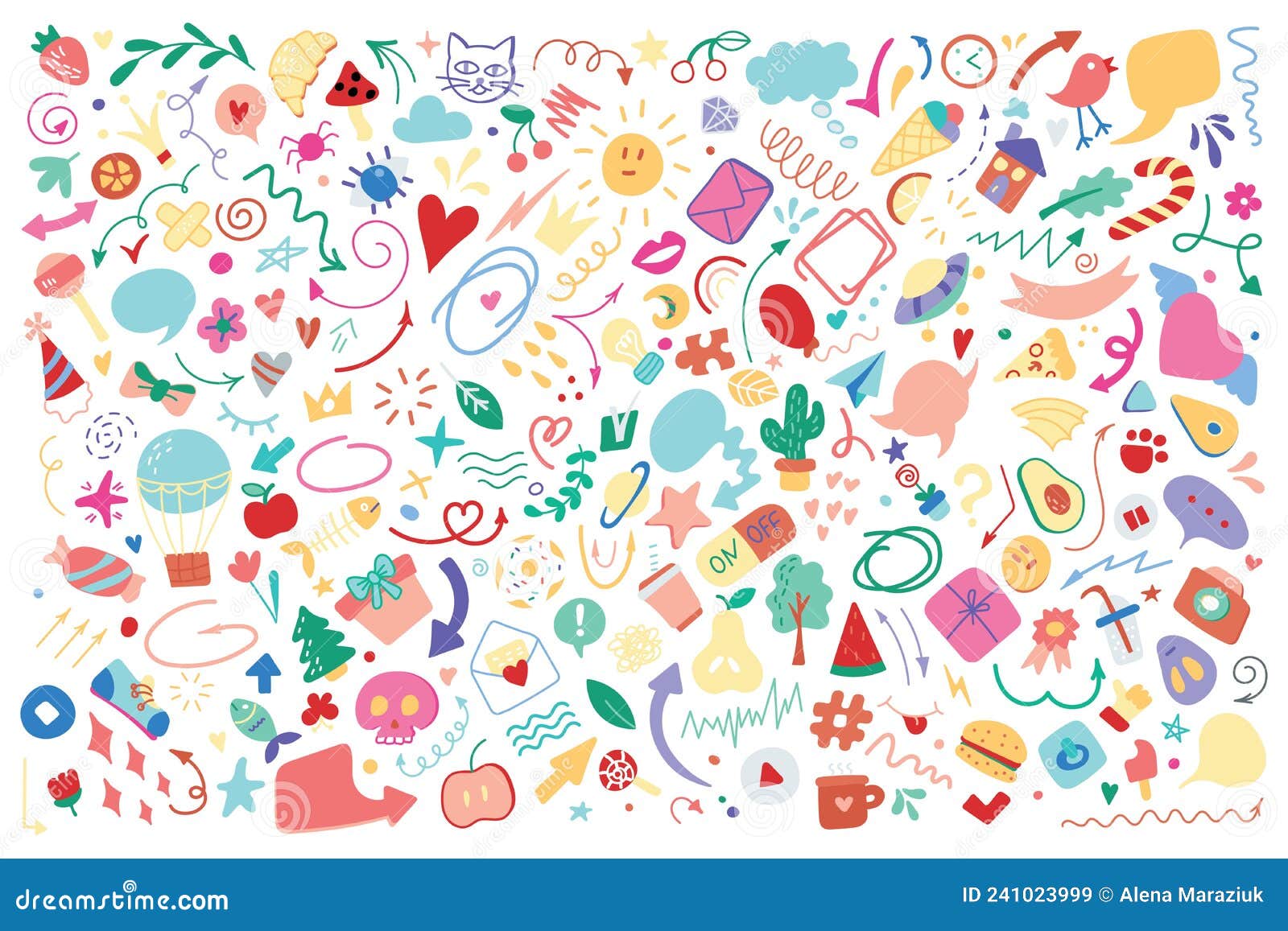 Vector Line Art Doodle Cartoon Set of Objects and Symbols. Doodle. Use ...