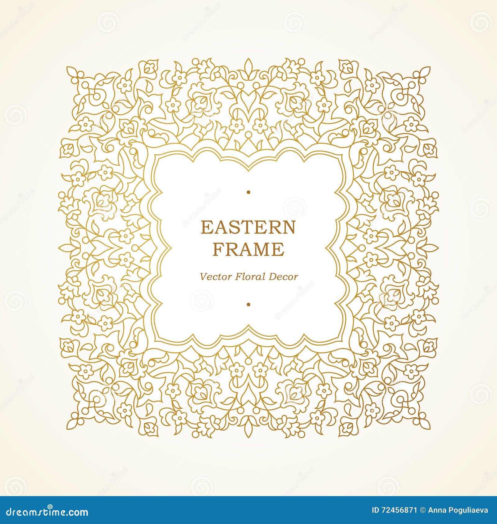 Vector Line Art Frame in Eastern Style. Stock Vector - Illustration of ...