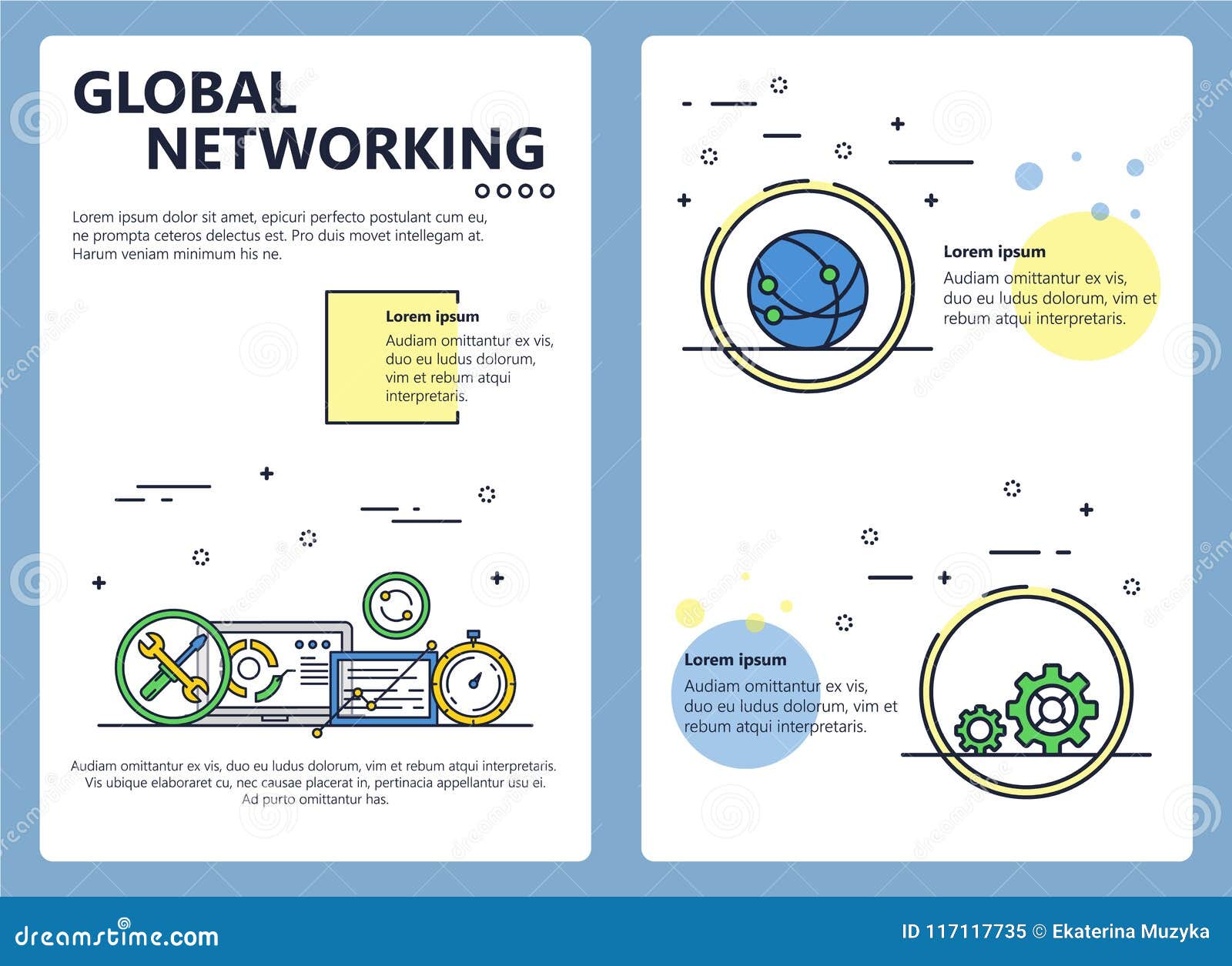 Vector Line Art Global Networking Poster Template Stock Vector ...