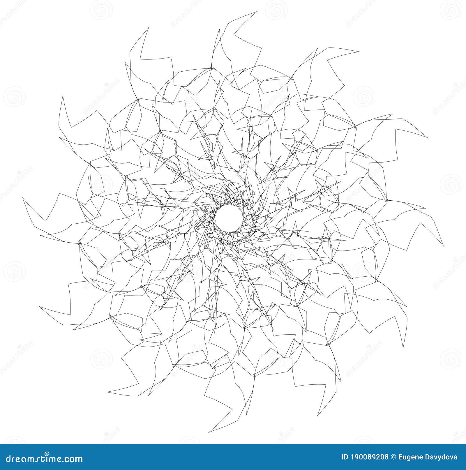Vector Line Art of Round Decorative Fractal Mandala Stock Vector ...