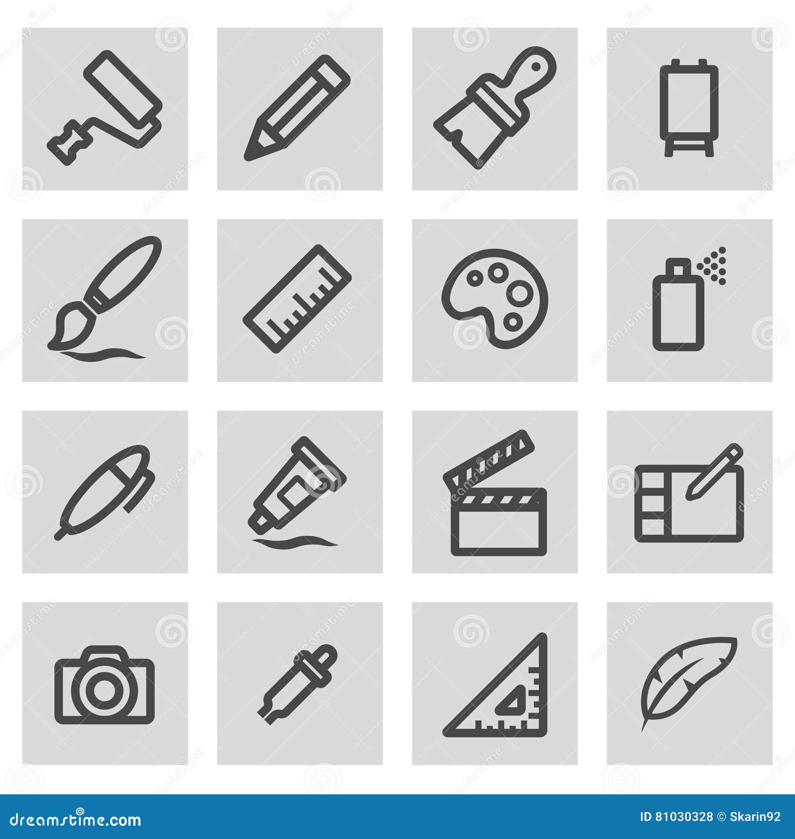 Vector Line Art Tools Icons Set Stock Illustration - Illustration of ...