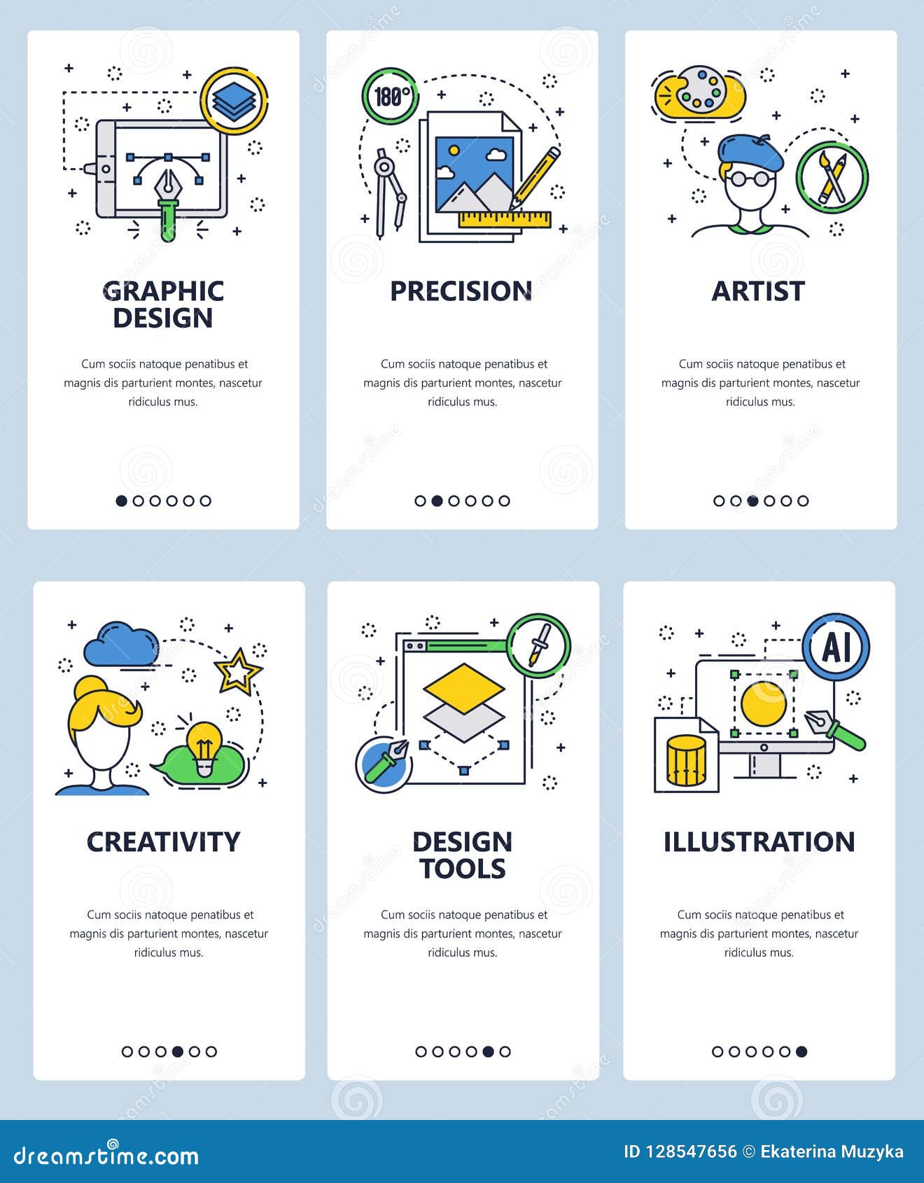 Vector Line Art Web and Mobile App Template Set Stock Vector ...