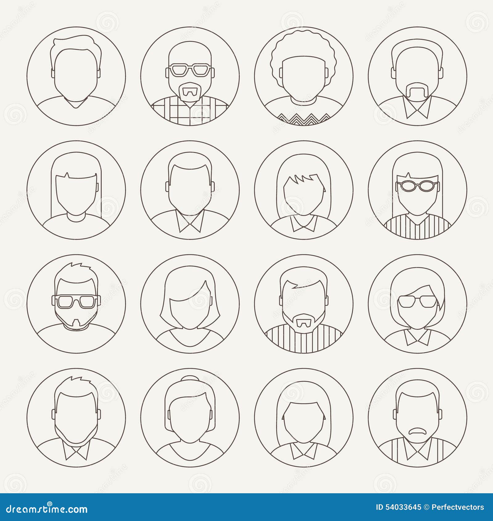 Line Avatars. Happy People Icons User Flat Outline Male Female Avatar ...