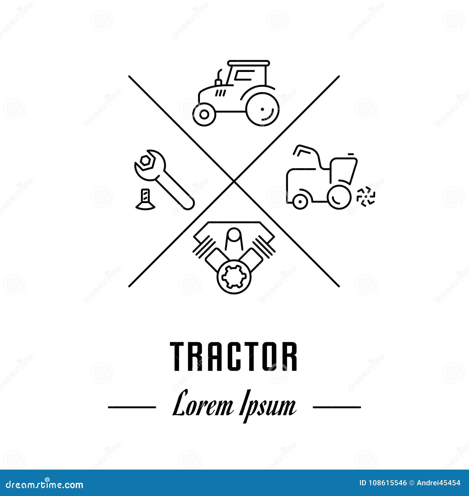 Vector Line Banner Tractor. Stock Illustration - Illustration of symbol ...