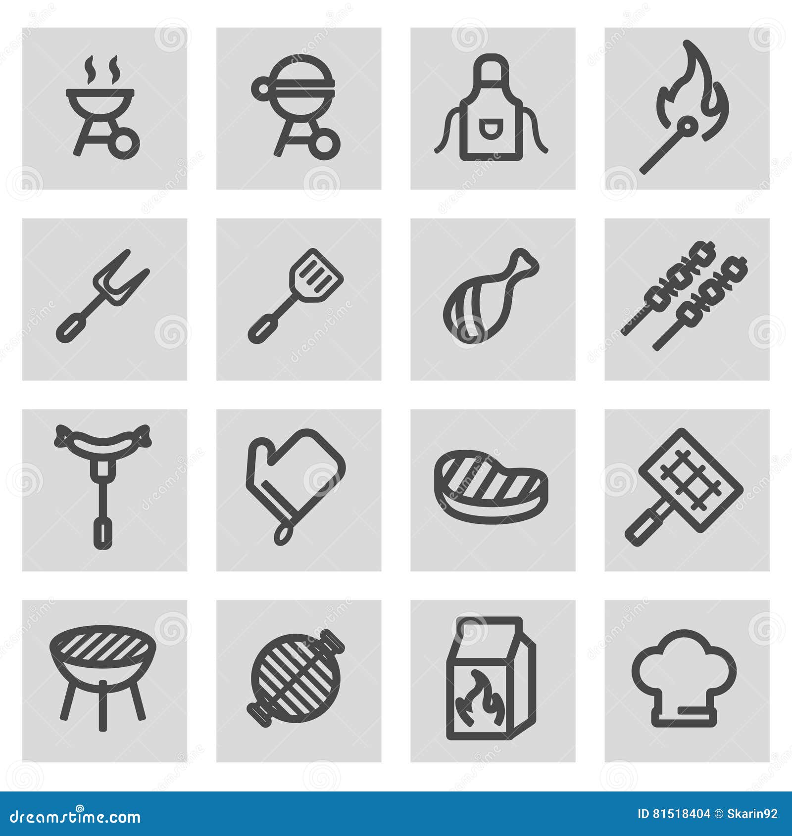 Vector Line Barbecue Icons Set Stock Illustration - Illustration of ...