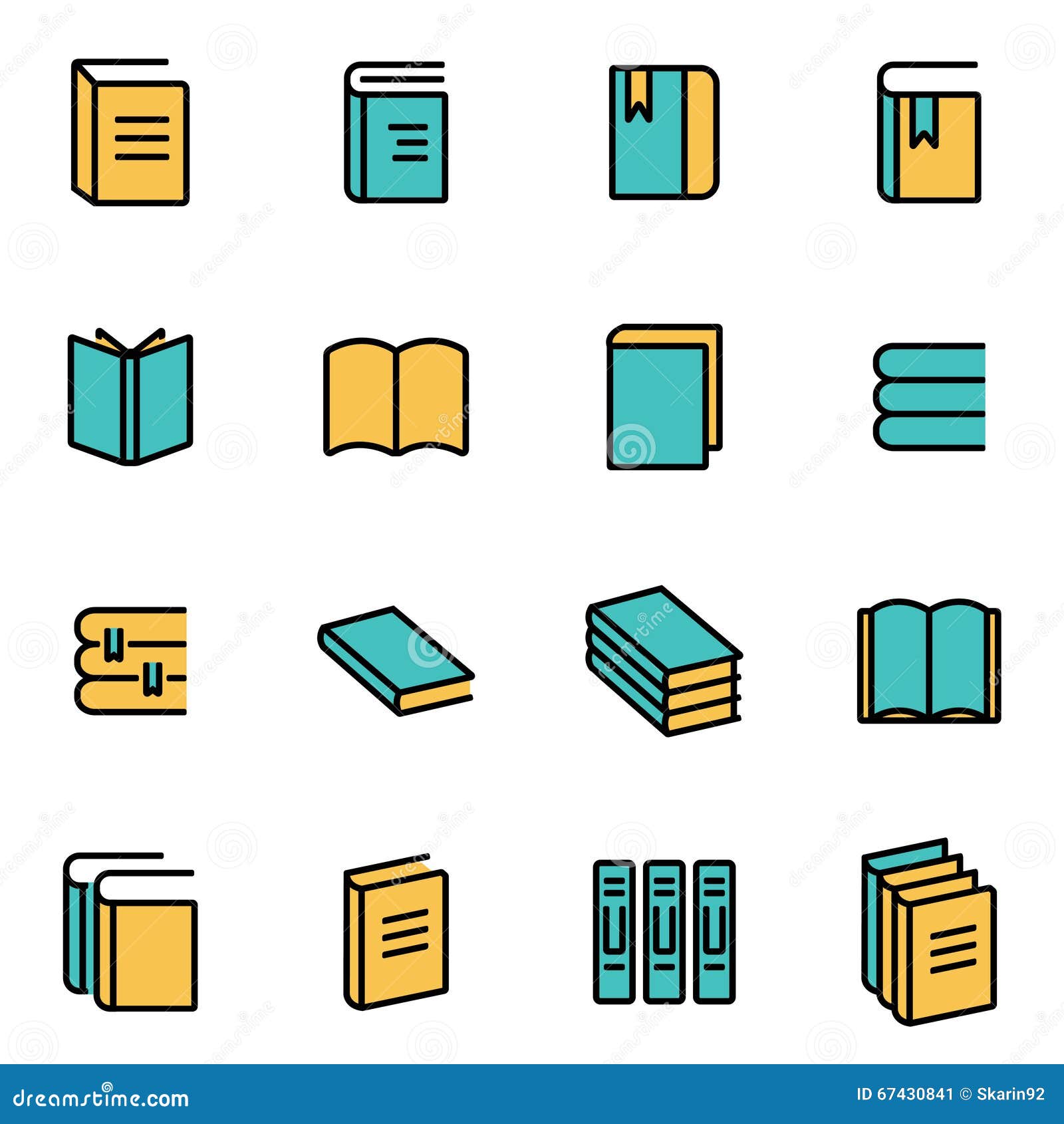 Vector line book icon set stock illustration. Illustration of learning ...