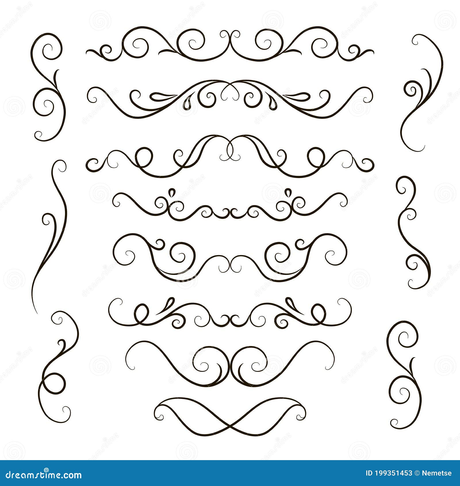 Vector line border set stock vector. Illustration of invitation - 199351453