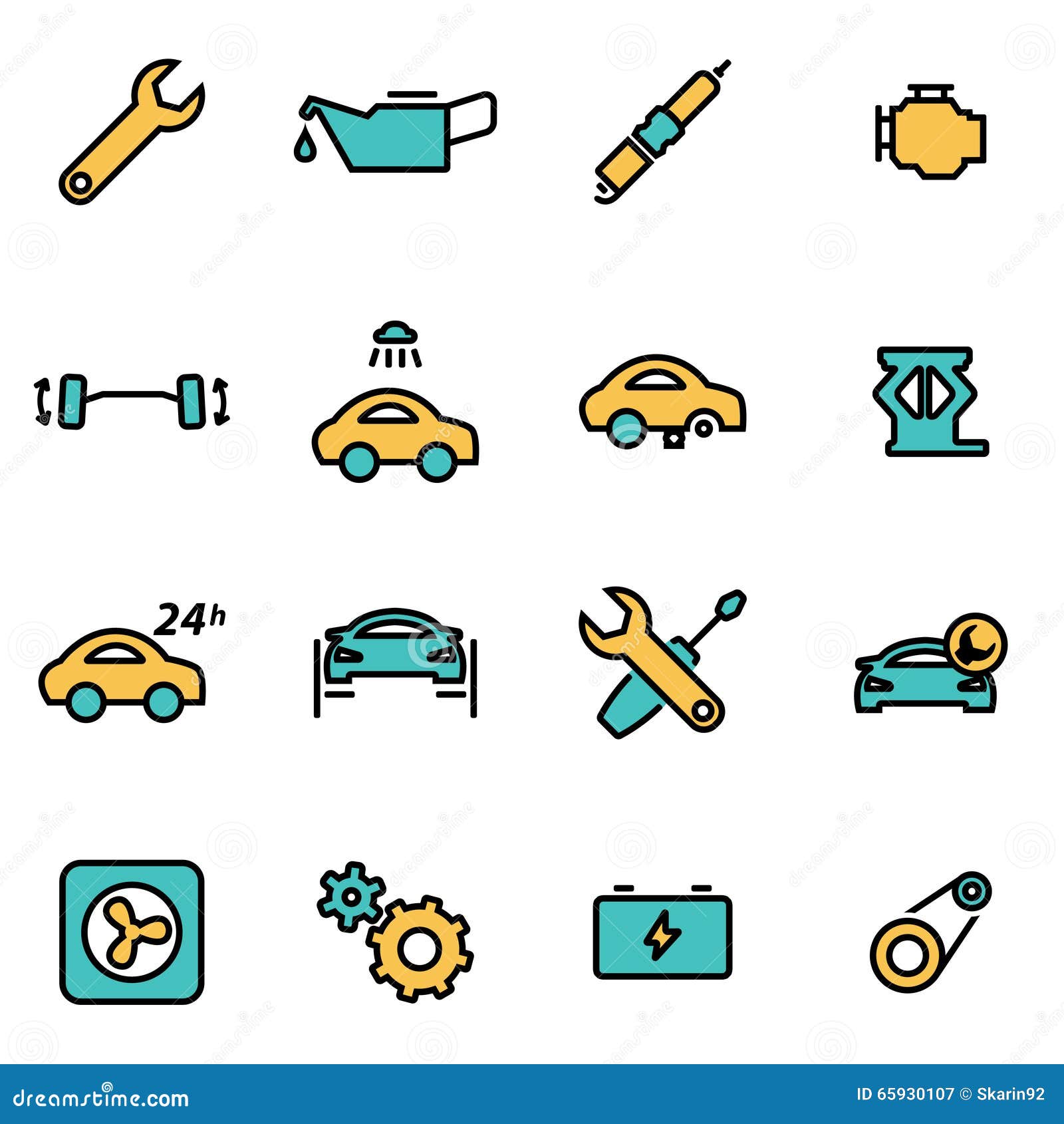 Vector Line Car Service Icon Set Stock Illustration - Illustration of ...