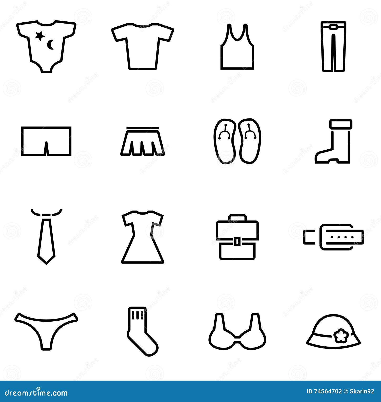 Vector Line Clothes Icon Set Stock Illustration - Illustration of ...