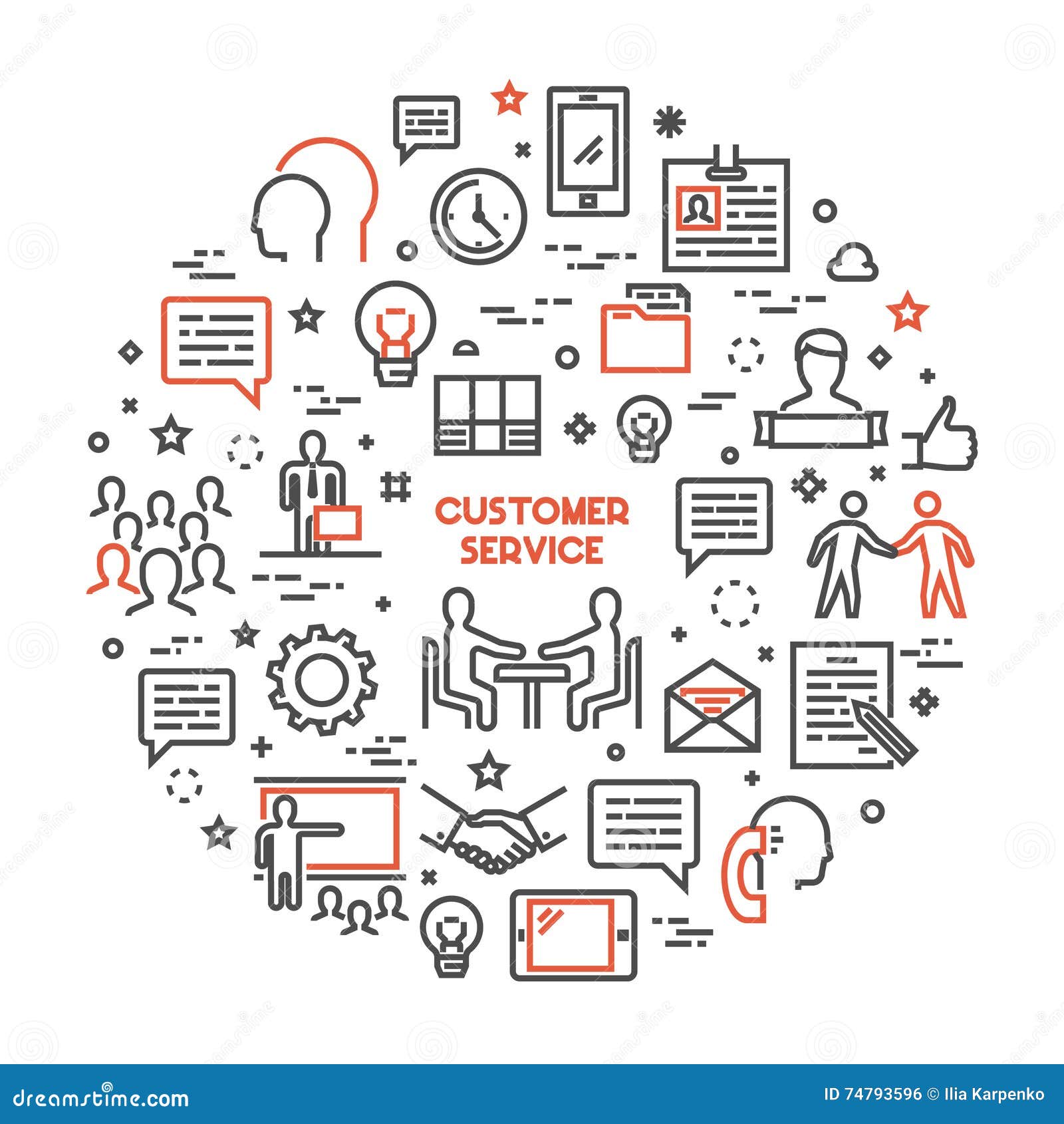 Vector Line Concept Customer Service Stock Illustration - Illustration ...