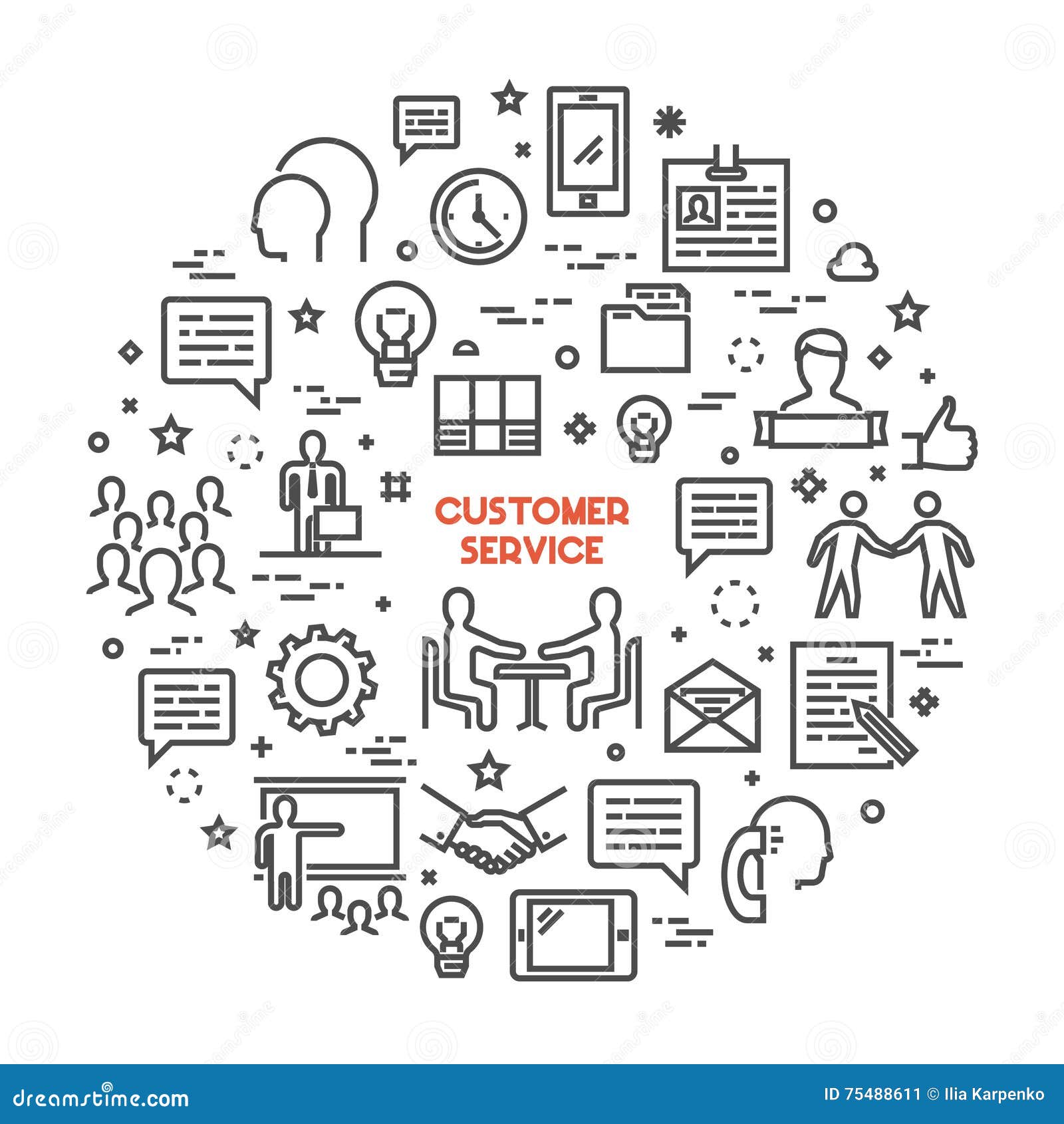 Vector Line Concept Customer Service Stock Illustration - Illustration ...