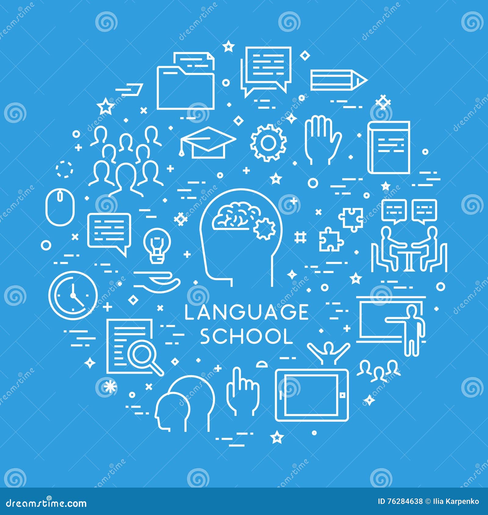 Vector Line Concept Foreign Language School Stock Illustration ...