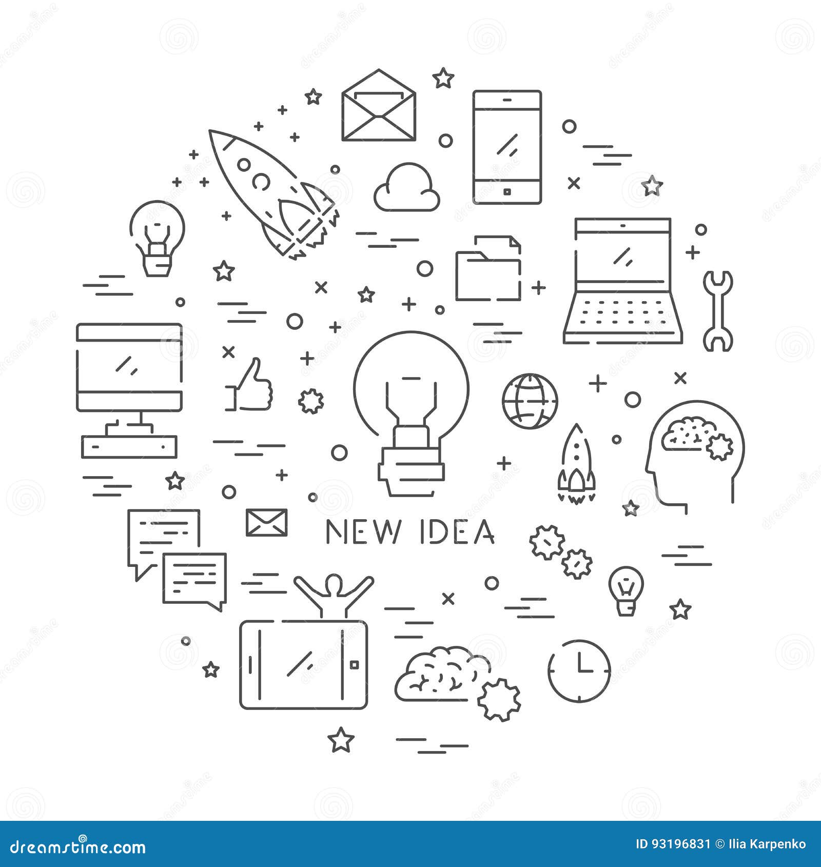 Vector Line Concept for New Idea Stock Illustration - Illustration of ...