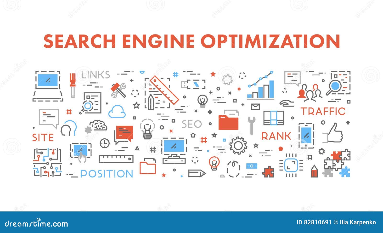 Vector Line Concept for Search Engine Optimization Stock Illustration ...