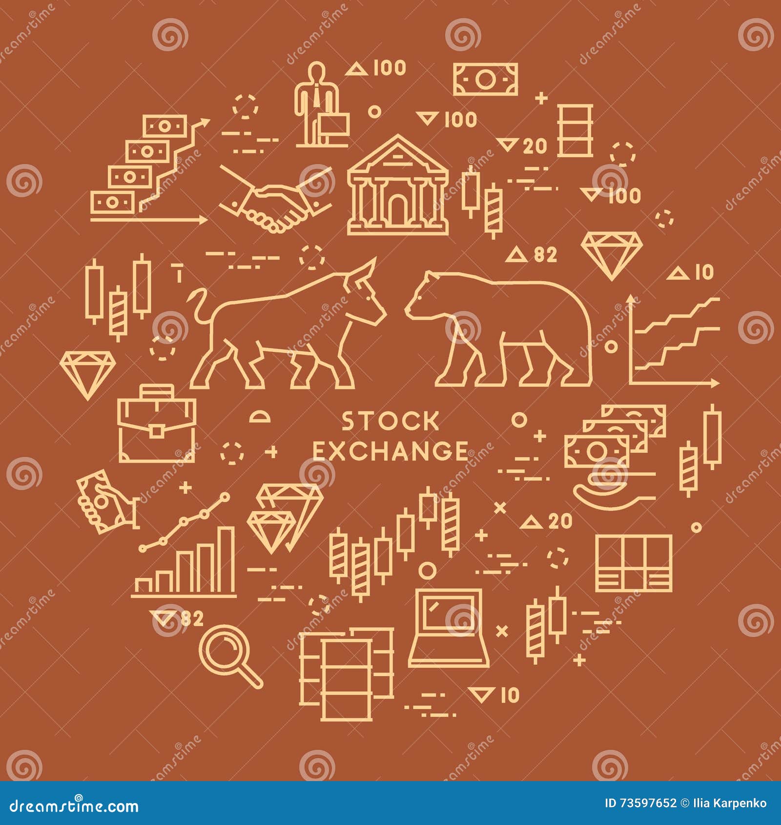 Vector Line Concept Stock Exchange Stock Illustration - Illustration of ...