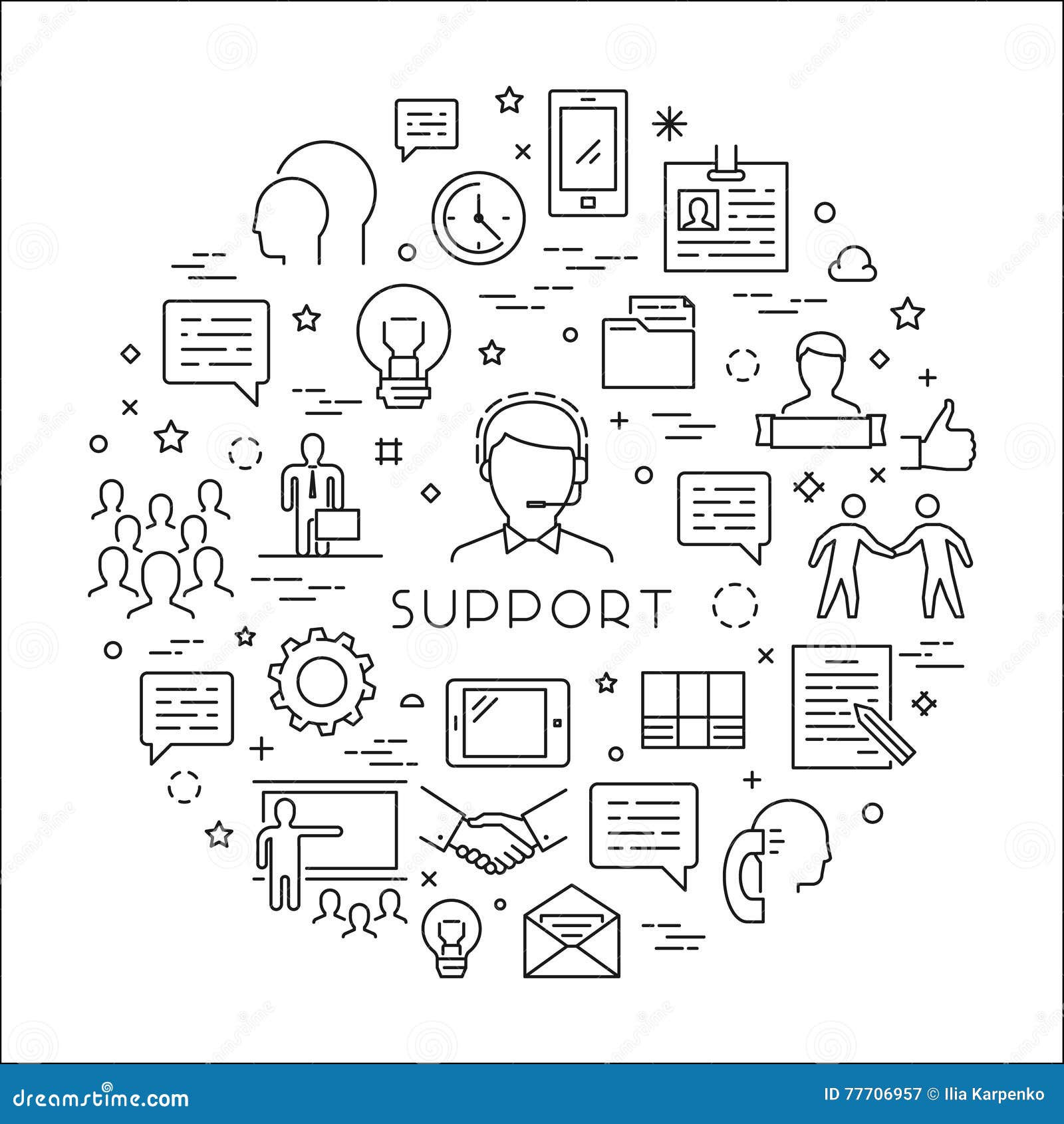 Vector Line Concept Support Stock Illustration - Illustration of ...