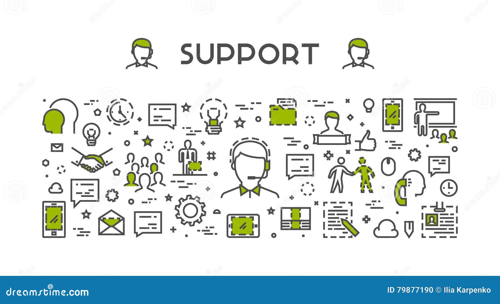 Vector Line Concept Support. Open Path Stock Illustration ...