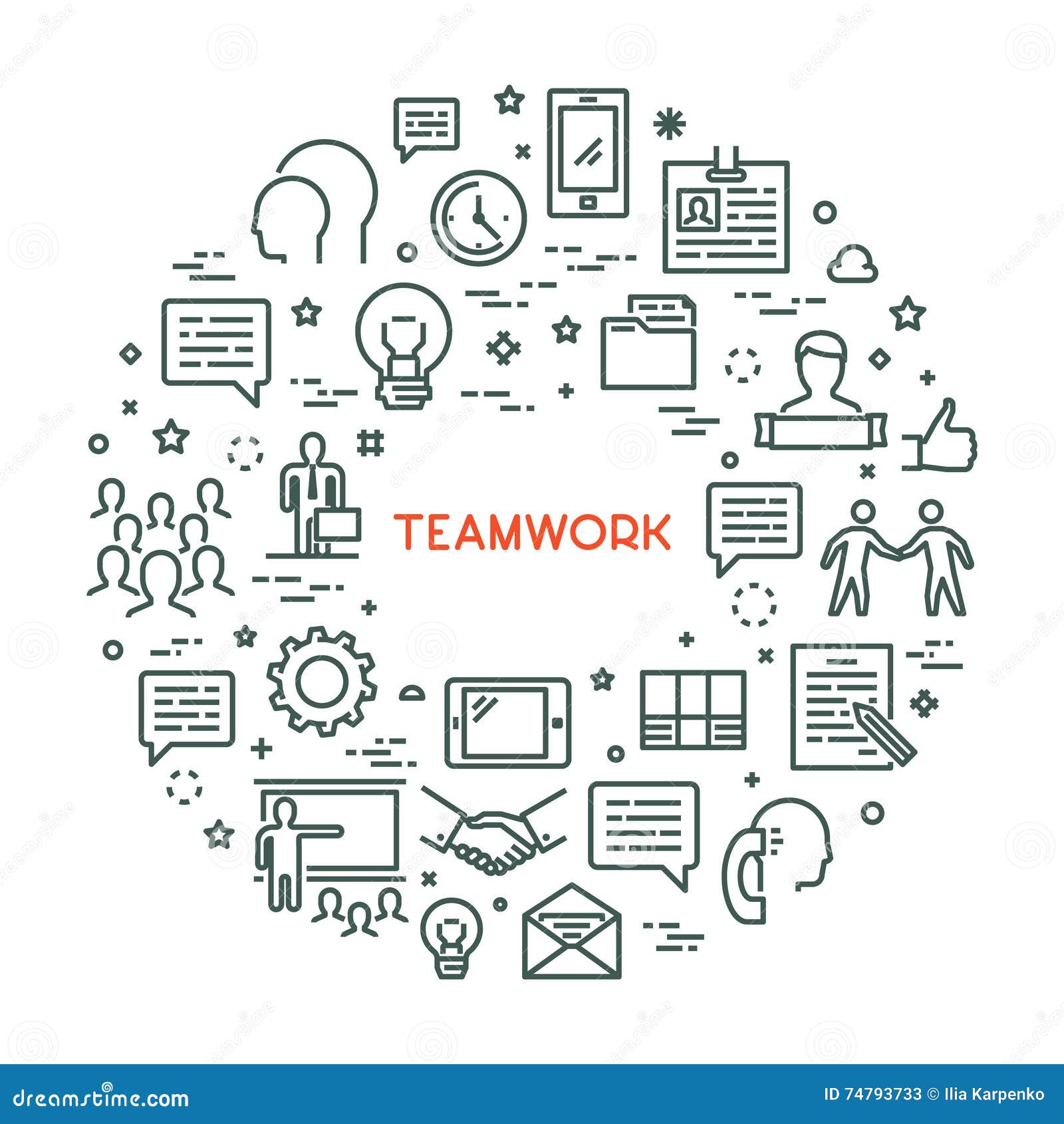 Vector Line Concept for Teamwork. Stock Illustration - Illustration of ...