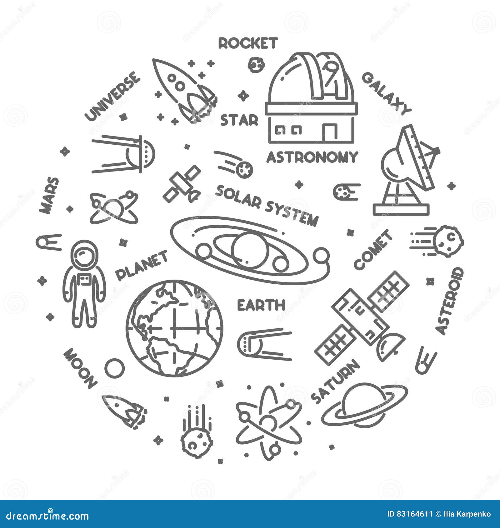 Vector Line Design Concept for Astronomy Stock Vector - Illustration of ...