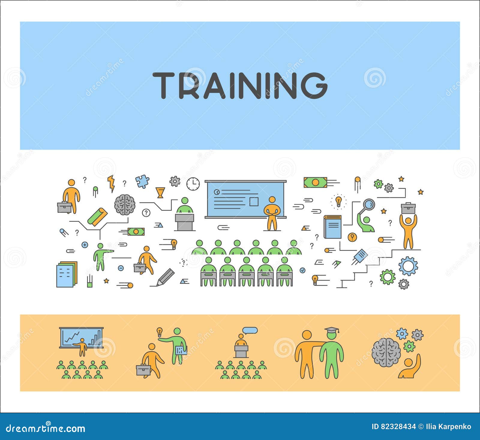 Vector Line Design Concept for Training. Stock Illustration ...