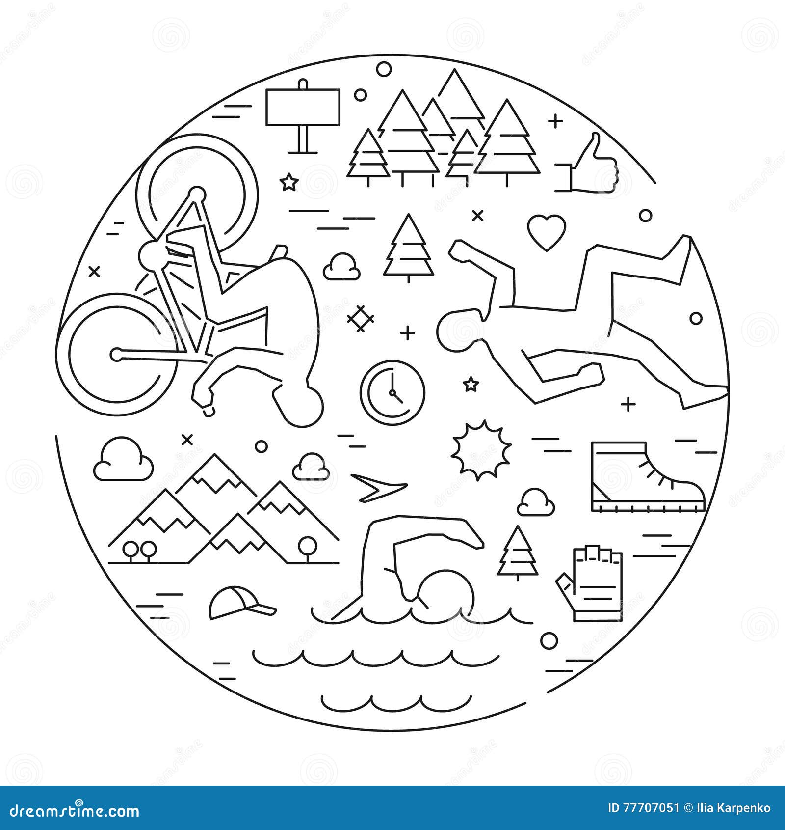 Vector Line Design Concept for Triathlon Stock Illustration ...